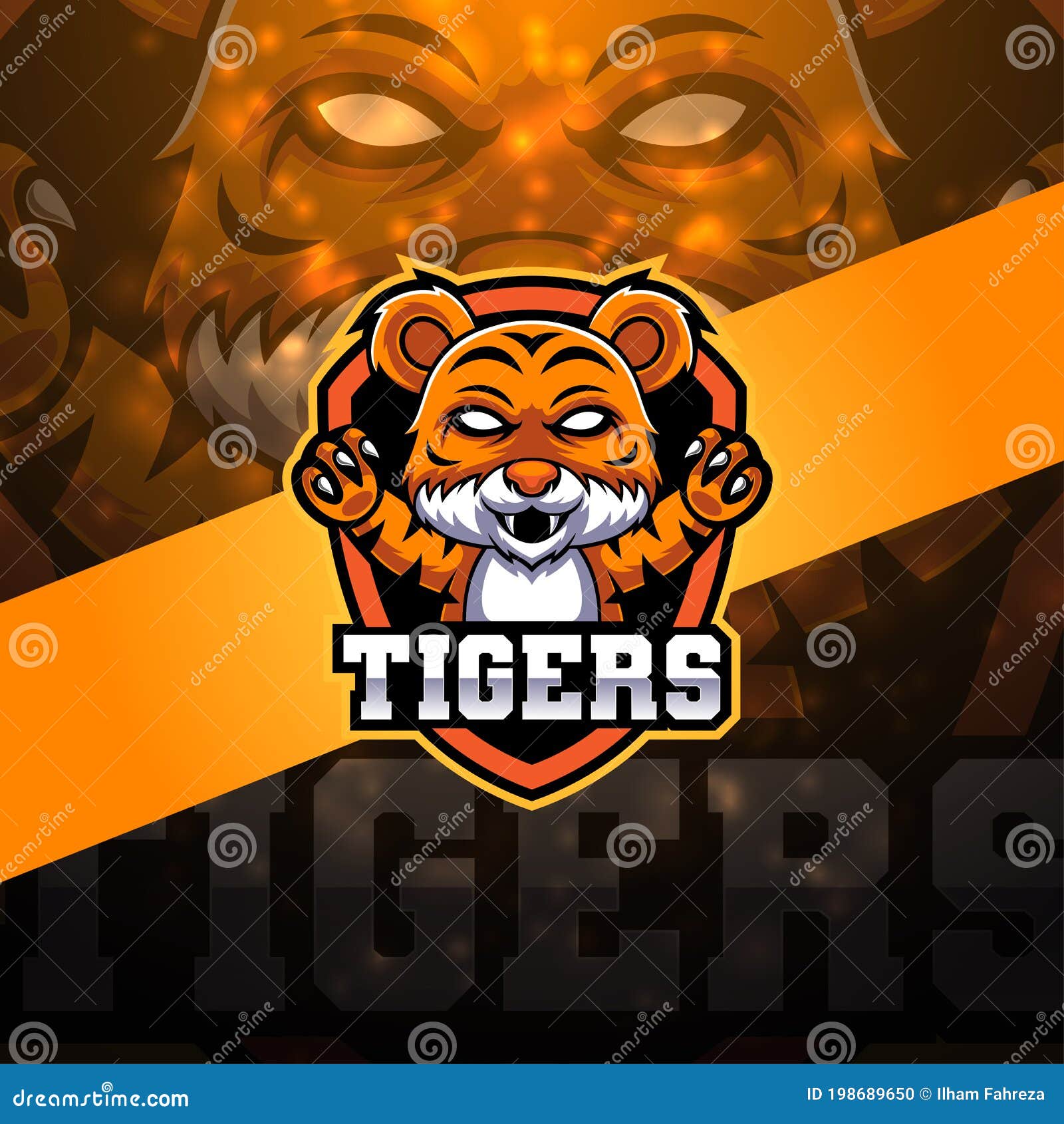 Tiger Esport Mascot Logo Design Stock Vector - Illustration of cartoon ...