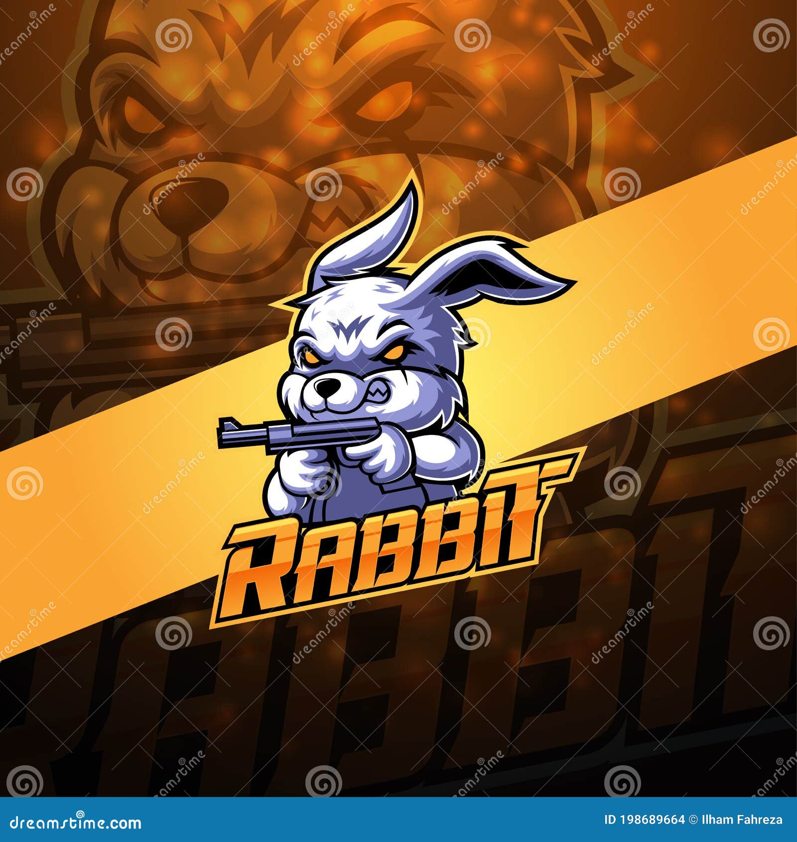 Rabbit Esport Gaming Mascot Logo Template Vector. Modern Head Rabbit ...