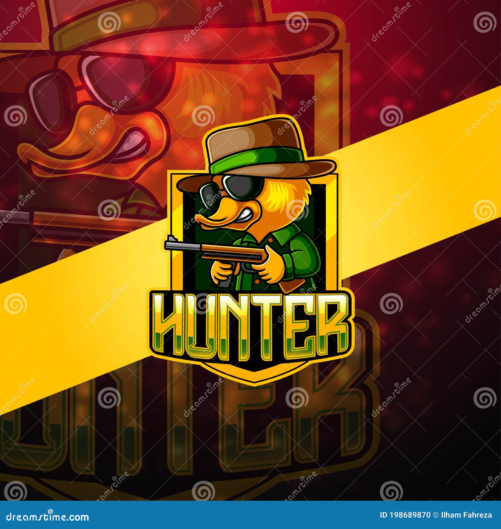 Hunter Esport Mascot Logo Design Stock Vector - Illustration of duck ...