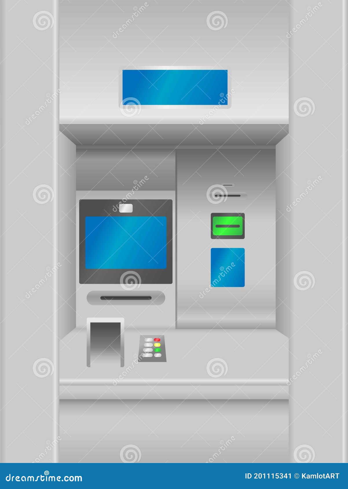 Realistic Vector Illustration of Metallic Gray ATM Machine Stock Vector ...