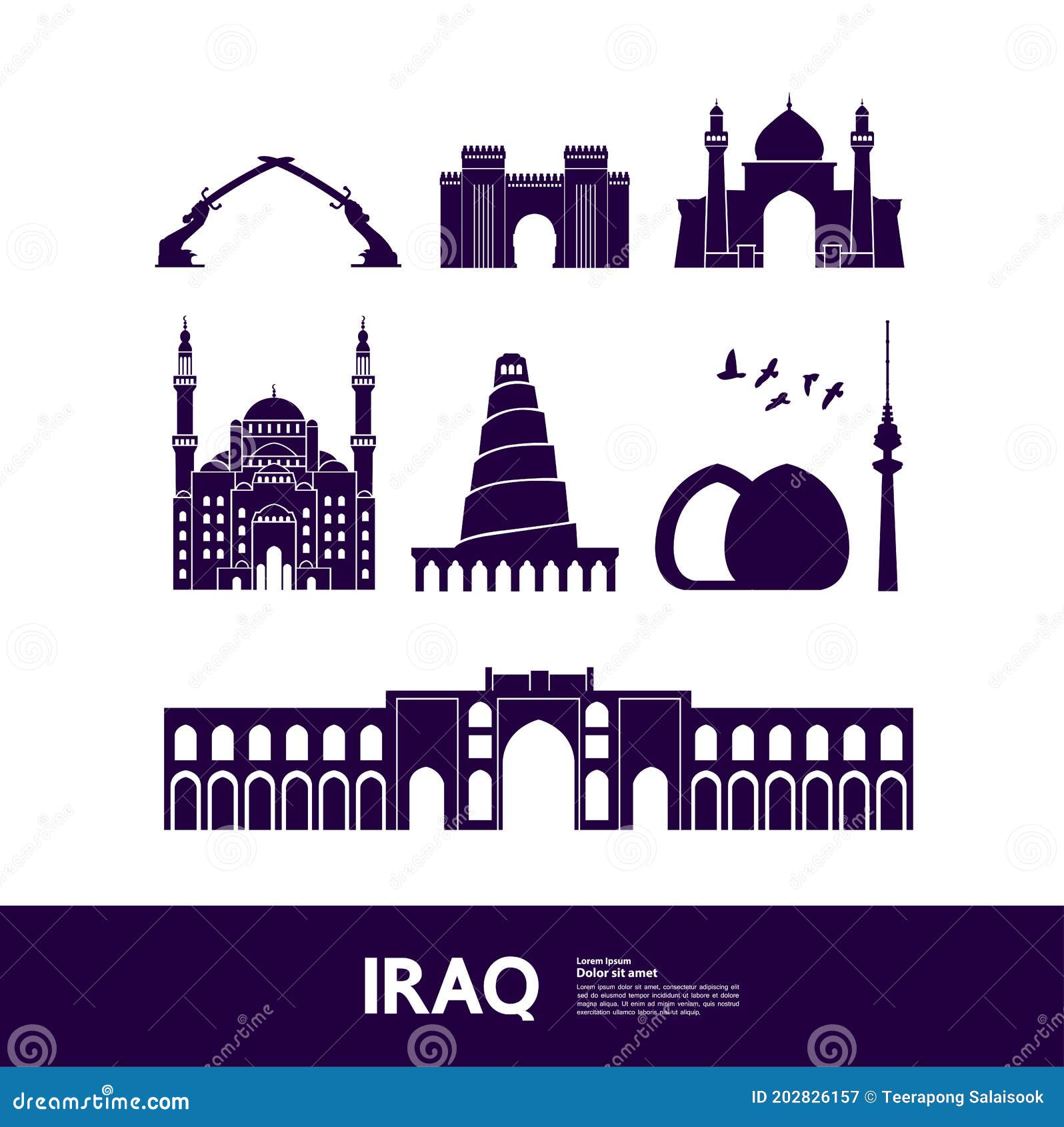 Iraq Travel Destination Grand Vector Illustration. Stock Vector ...