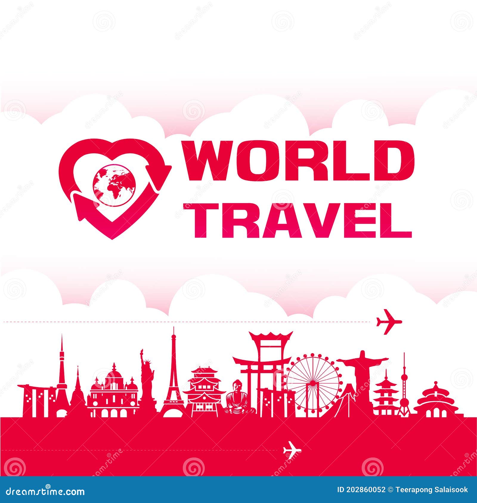 World Travel Destination Grand Vector Illustration. Editorial ...