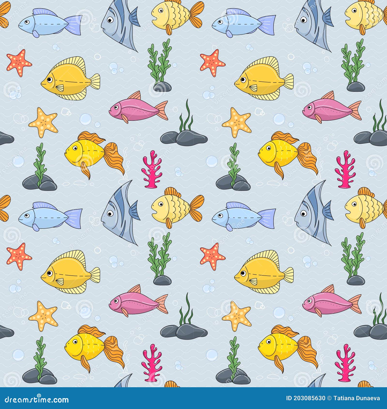 Fish cartoon pattern stock vector. Illustration of goldfish - 203085630