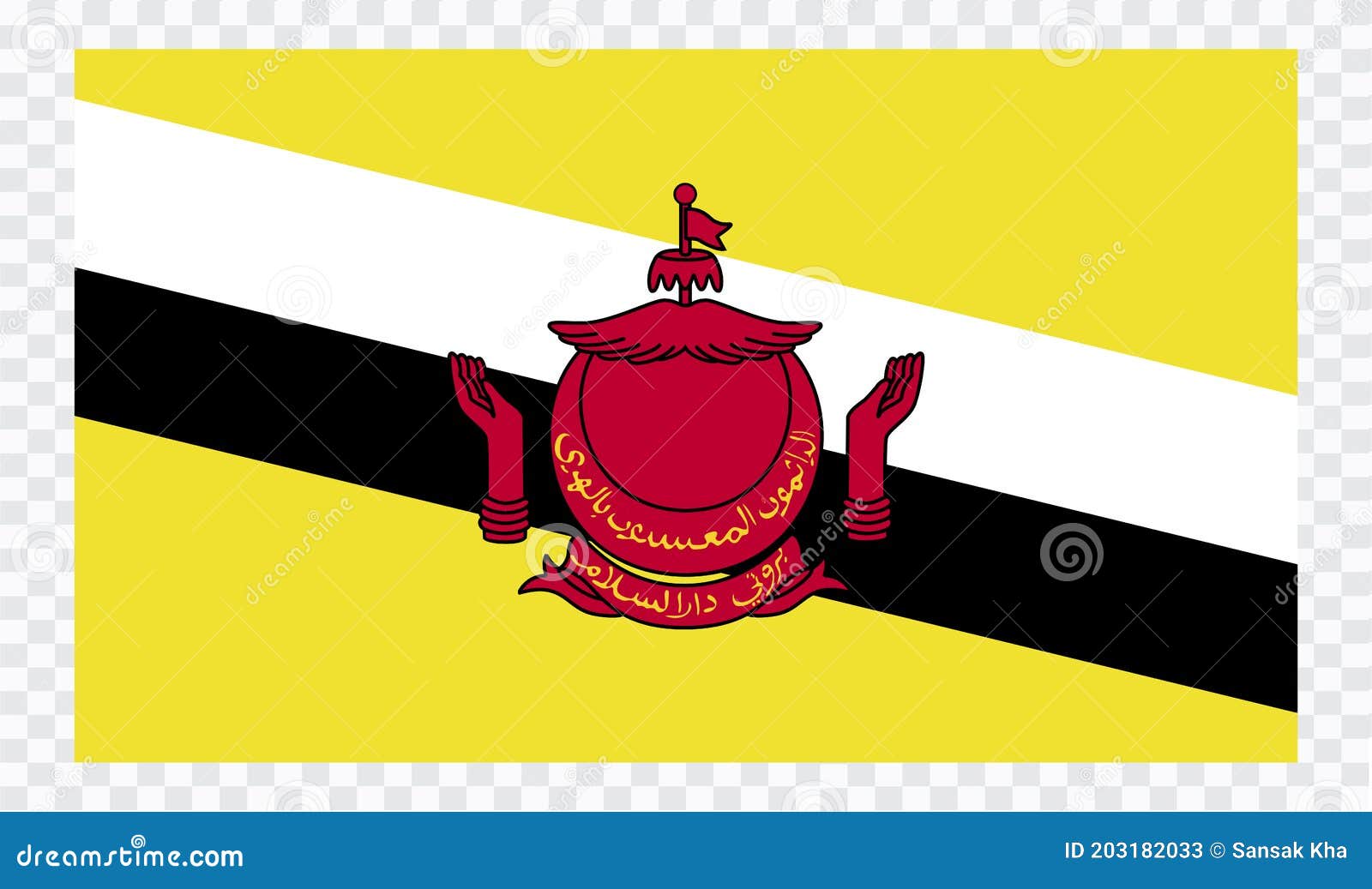 Brunei Flag . Flat Original Color Illustration Isolated on White ...