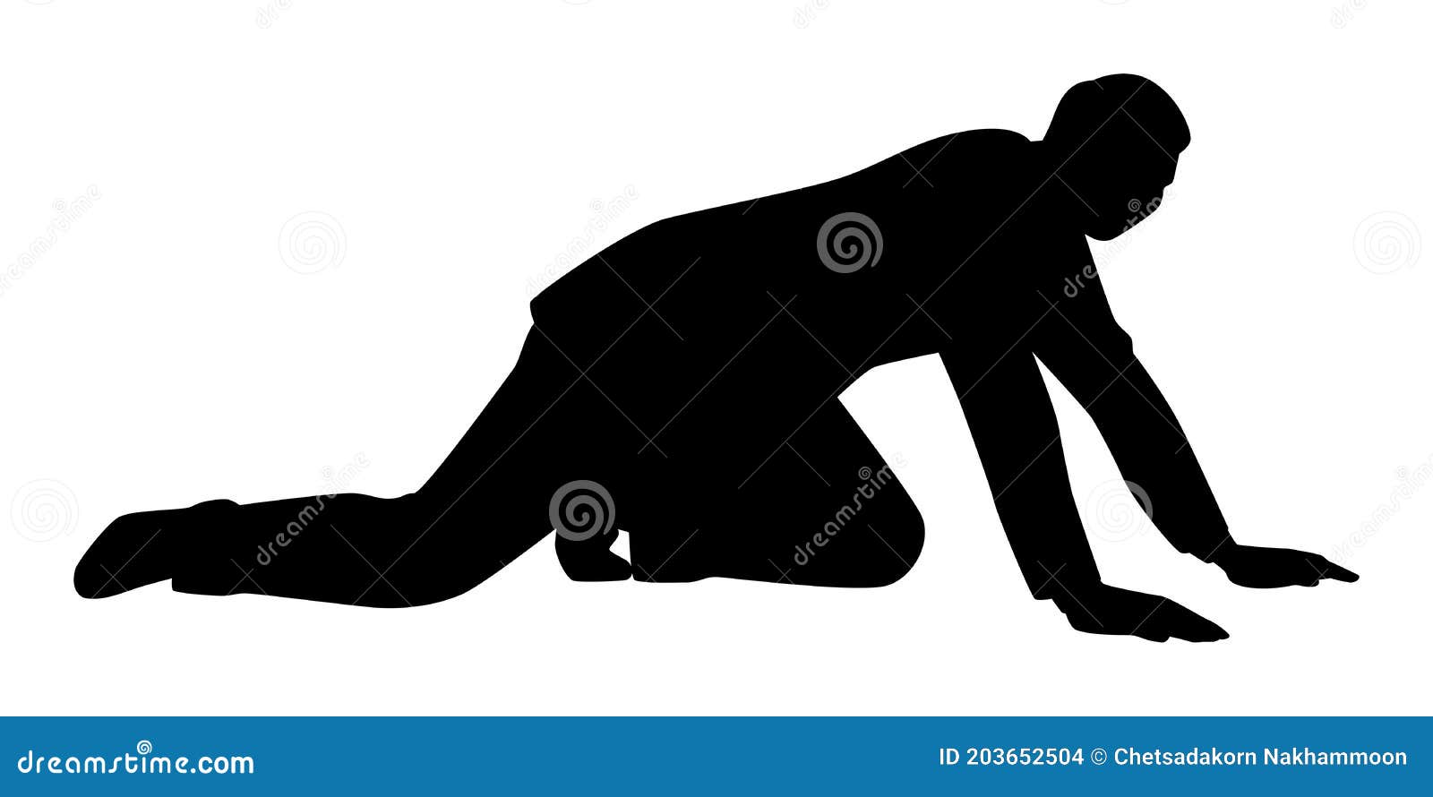 Crawling Businessman Silhouette Vector on White Stock Vector ...