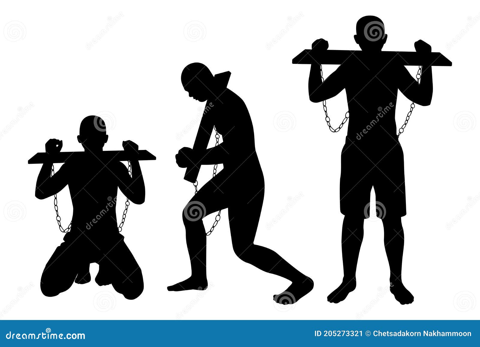 Male Slave With Chain Silhouette Vector | CartoonDealer.com #207817046