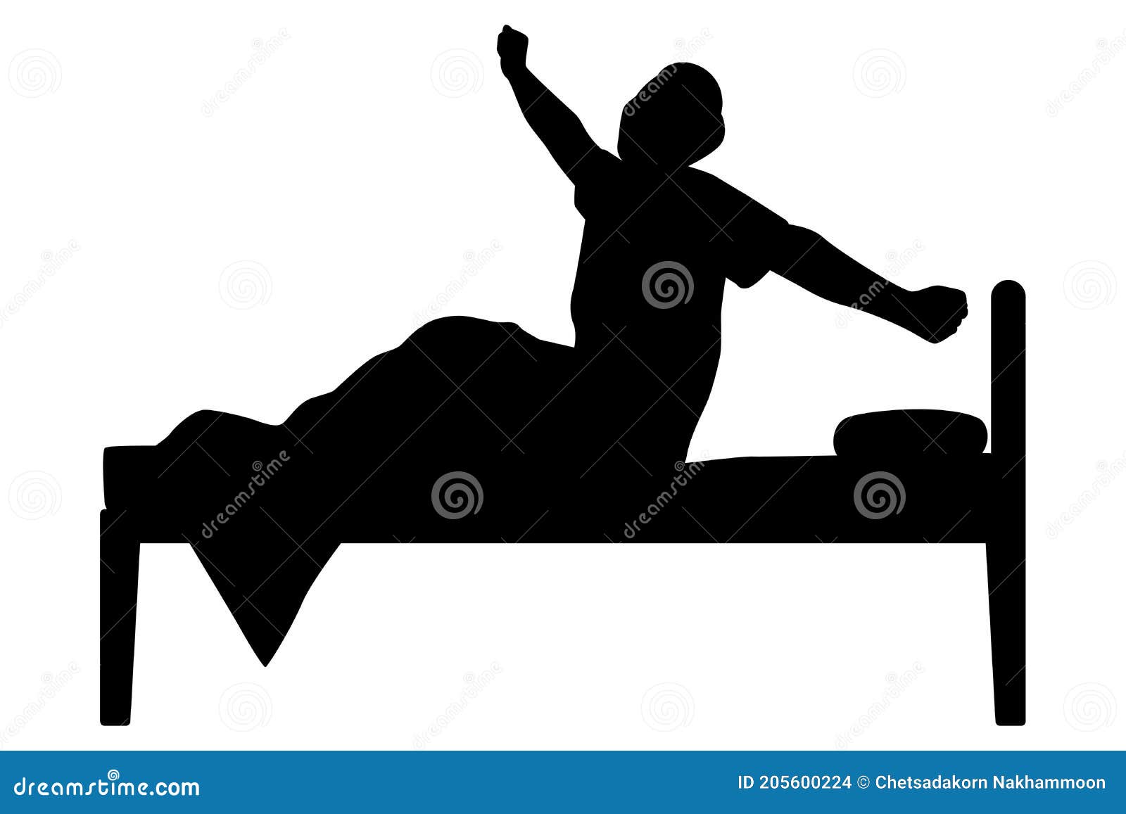 Wake Up Man on Bed Silhouette Vector Stock Vector - Illustration of ...