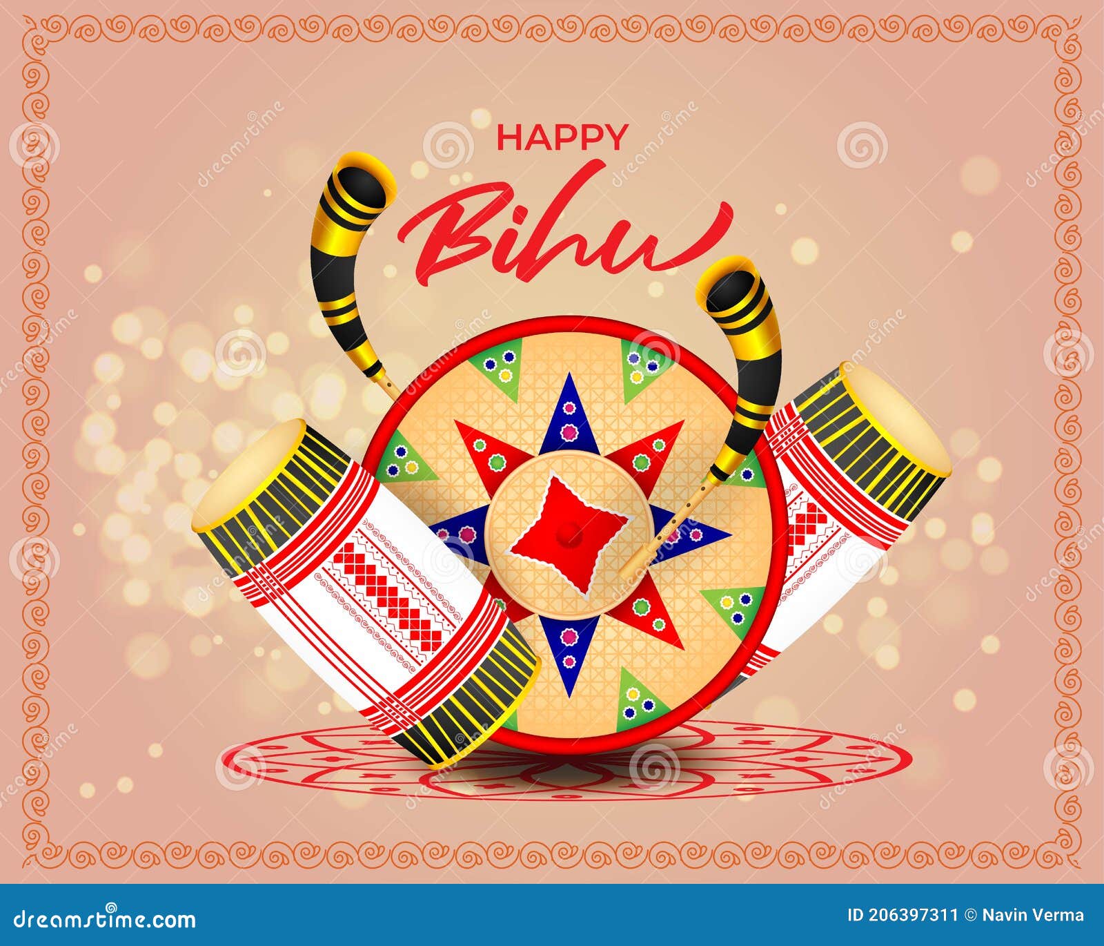 Vector Illustration of Happy Bihu. Stock Vector - Illustration of ...