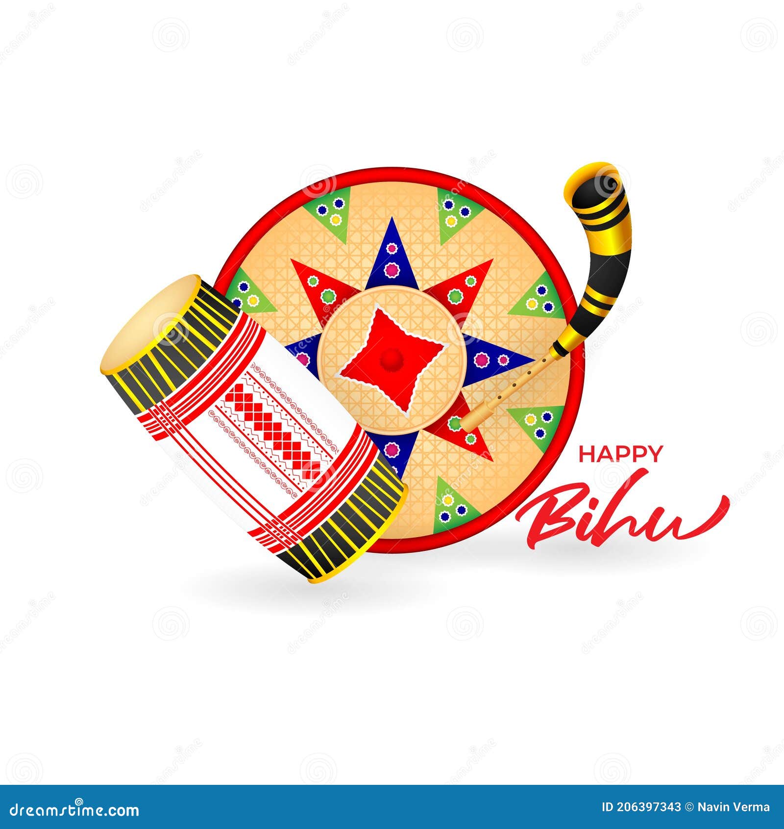 Vector Illustration of Happy Bihu. Stock Vector - Illustration of ...