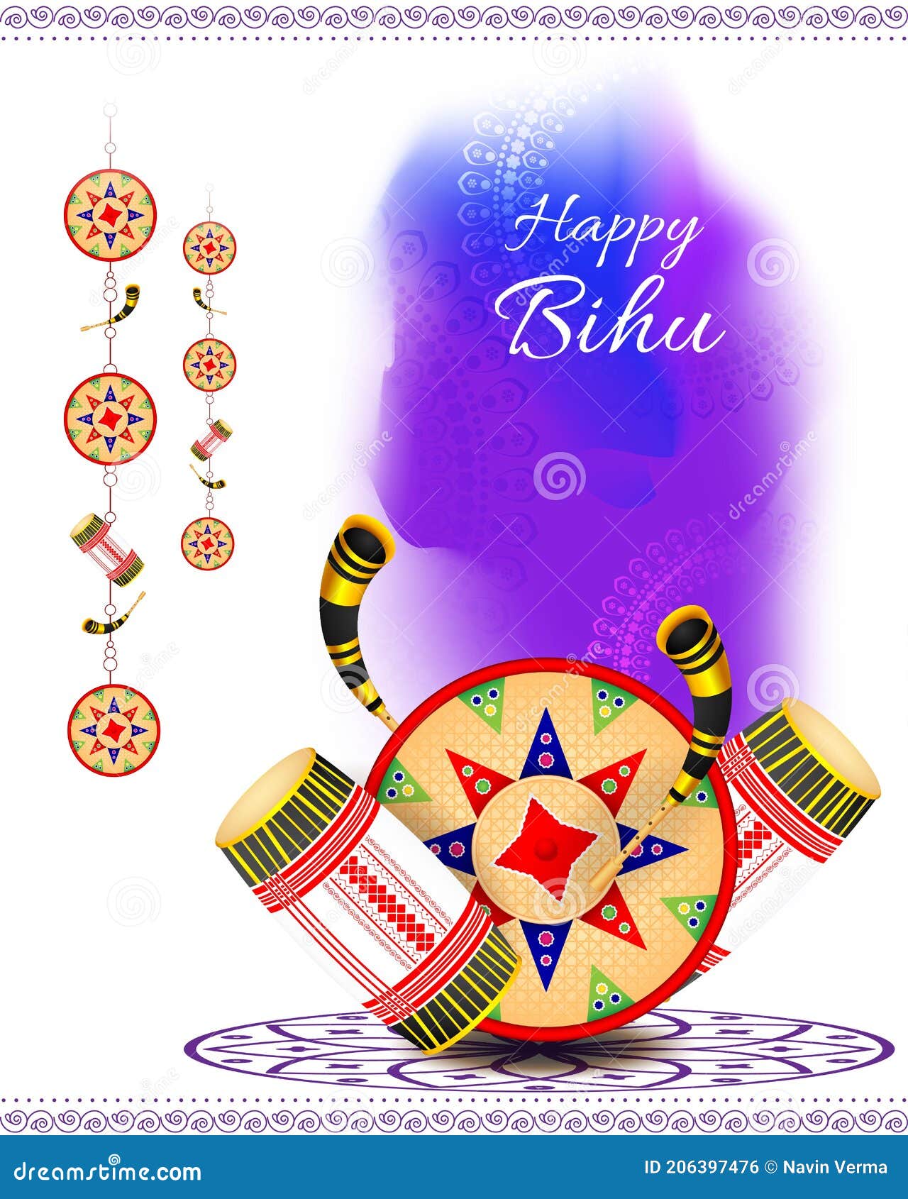 Vector Illustration of Happy Bihu. Stock Vector - Illustration of hindu ...