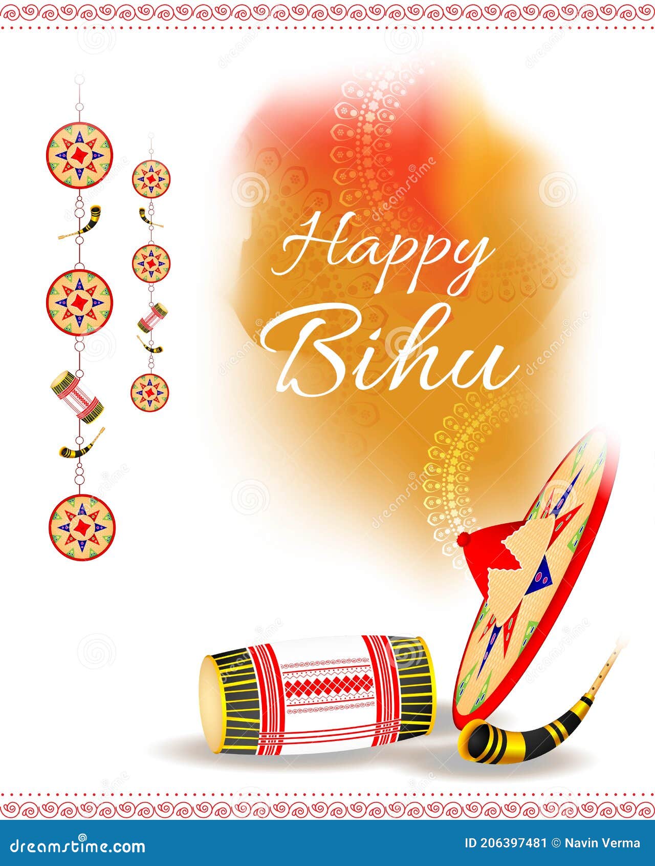 Vector Illustration of Happy Bihu. Stock Vector - Illustration of east ...