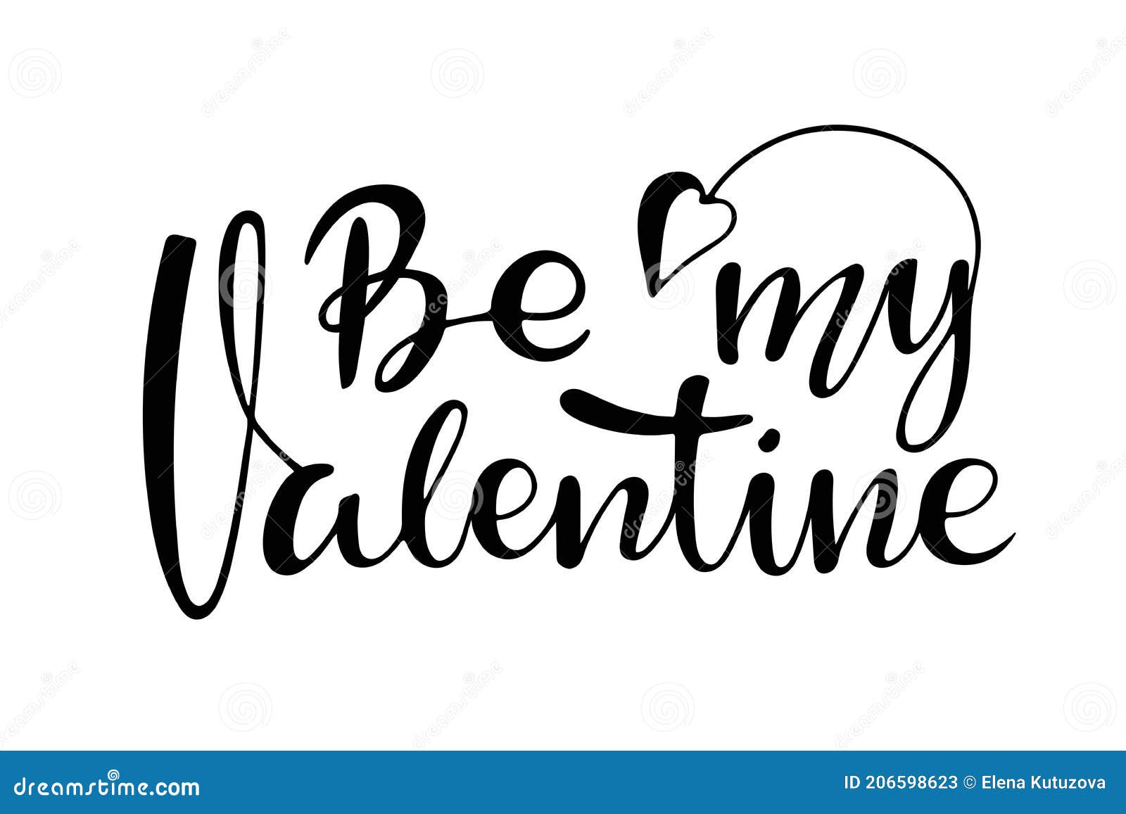 Be My Valentine Text. Happy Valentines Day. Hand Written Lettering ...