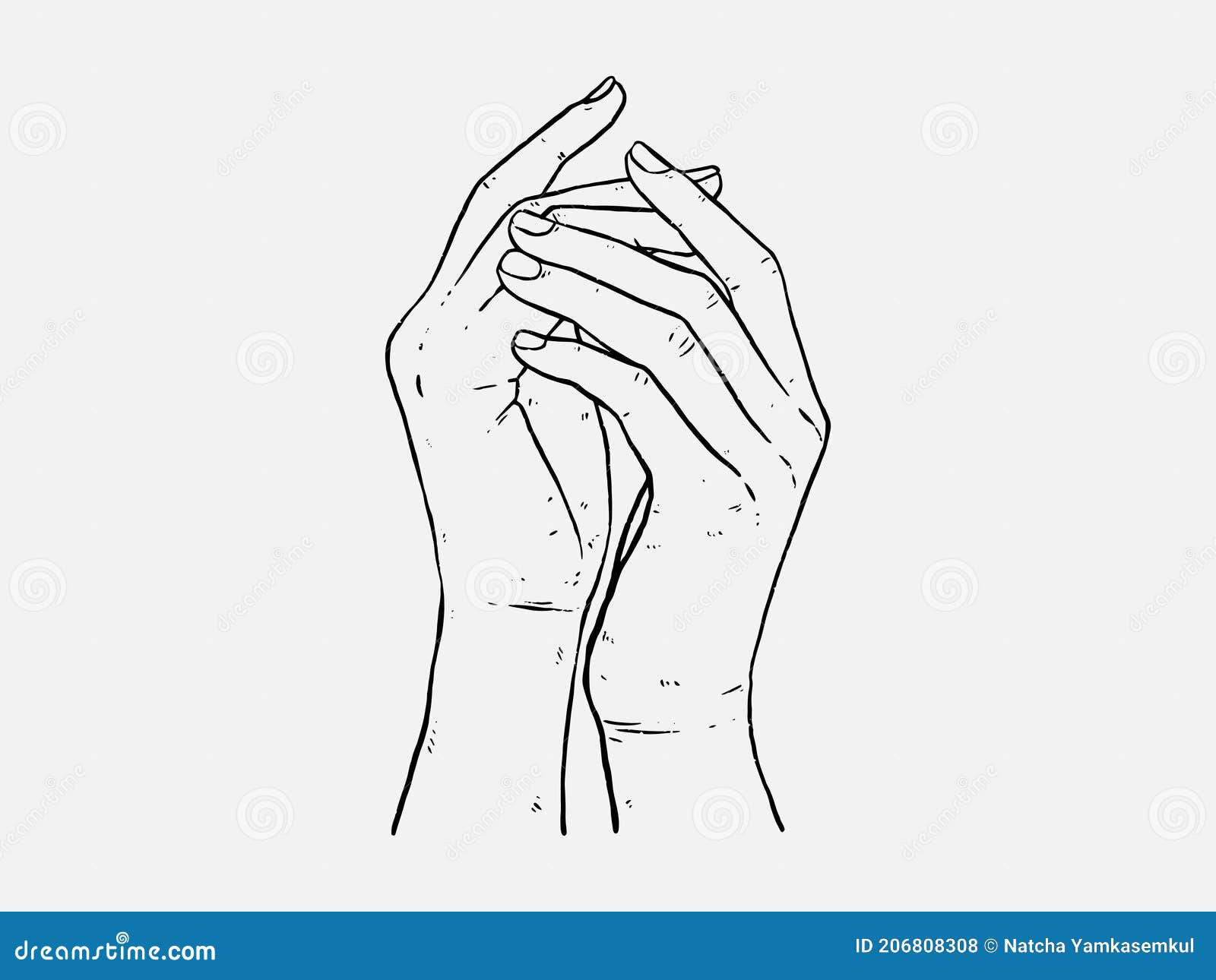 Vector Illustration of Two Black Line Hand Drawn Female Hands Isolated ...