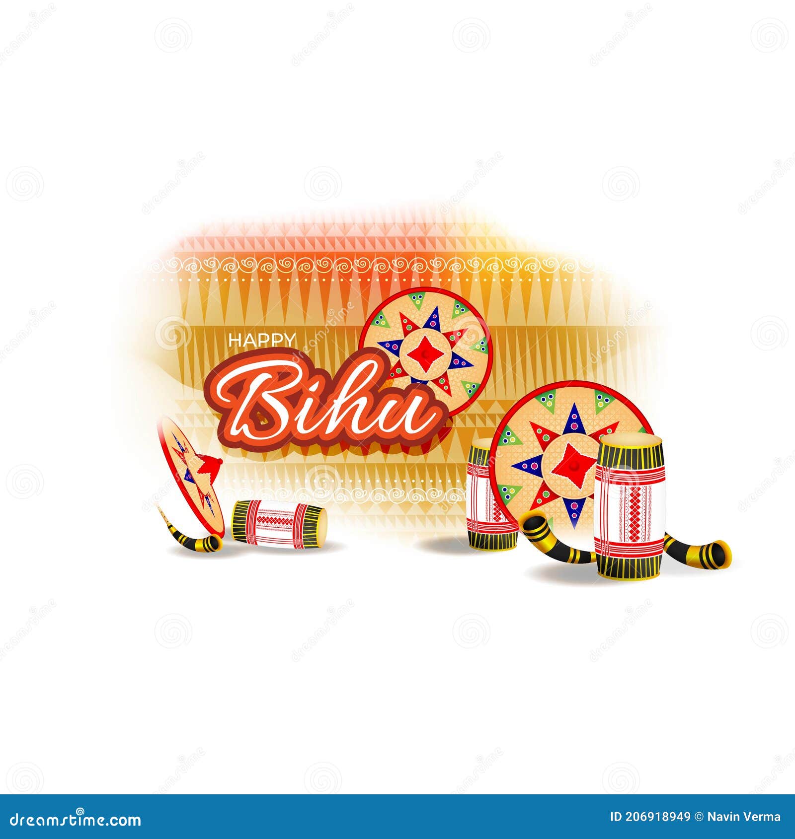 Vector Illustration of Happy Bihu. Stock Vector - Illustration of ...