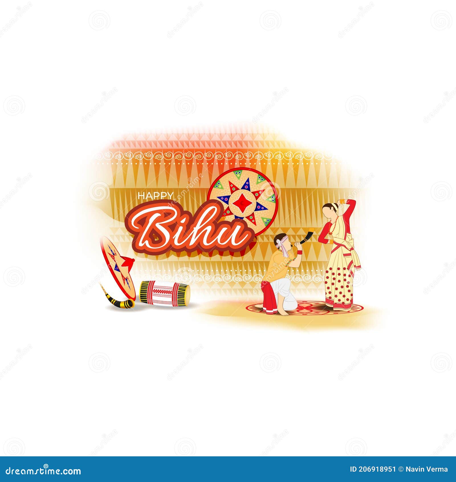 Vector Illustration of Happy Bihu. Stock Vector - Illustration of hindu ...