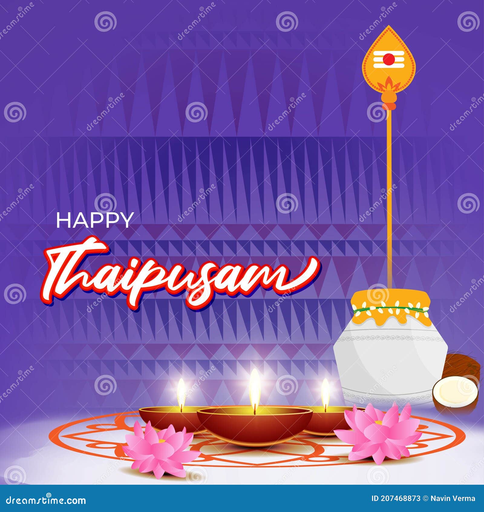 Vector Illustration Concept of Happy Thaipusam or Thaipoosam Greeting ...