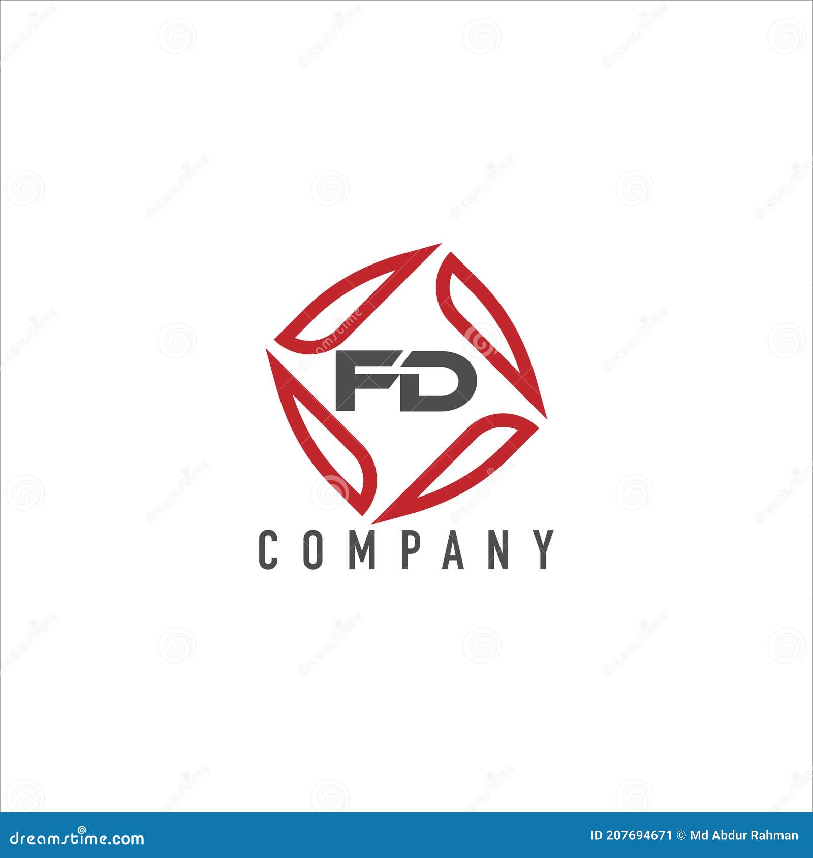 Fd Unique Abstract Geometric Logo Design Stock Vector - Illustration of ...