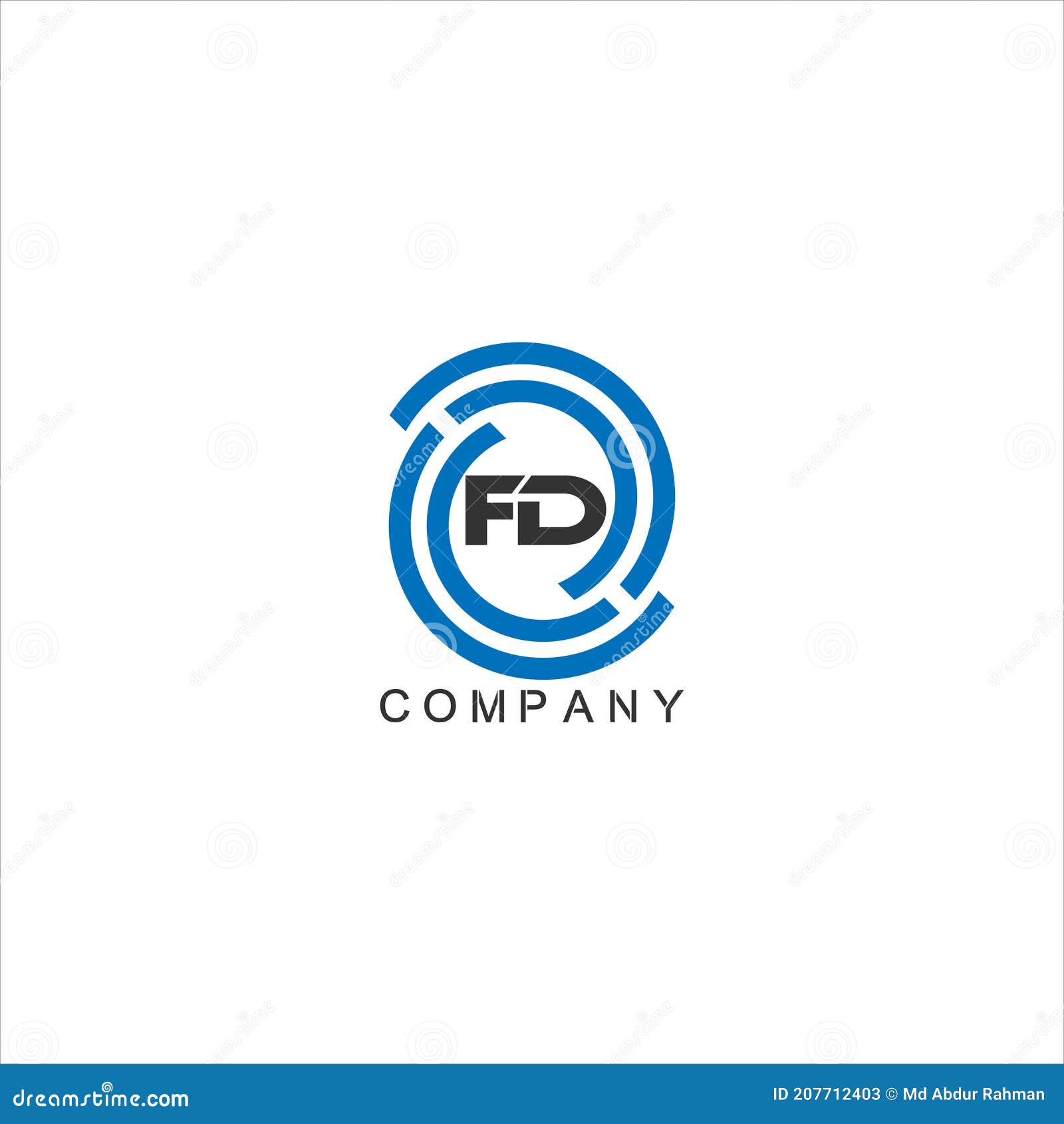 Fd Unique Abstract Geometric Logo Design Stock Vector - Illustration of ...