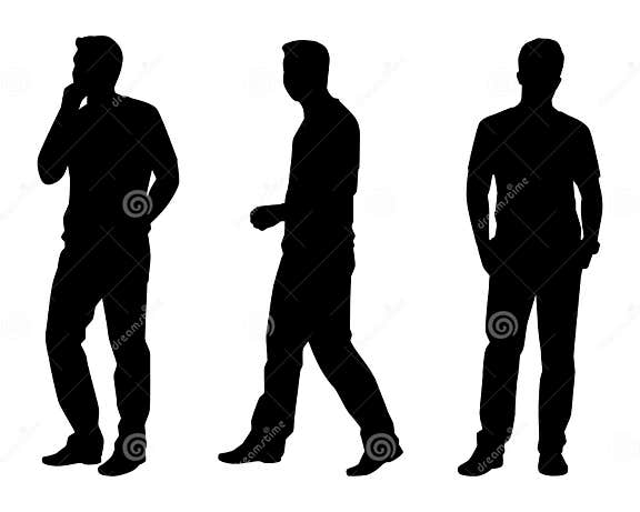 Set of Handsome Man Silhouette Vector Stock Vector - Illustration of ...