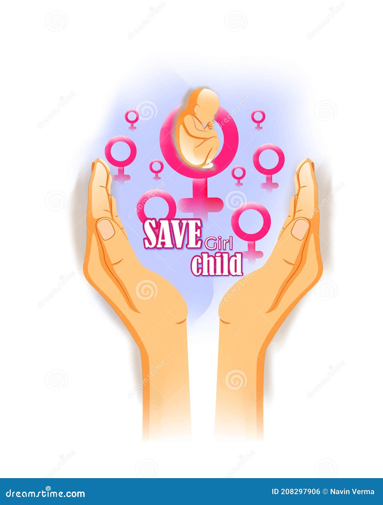 Vector Illustration Concept of Save Girl Child Poster. Stock Vector ...