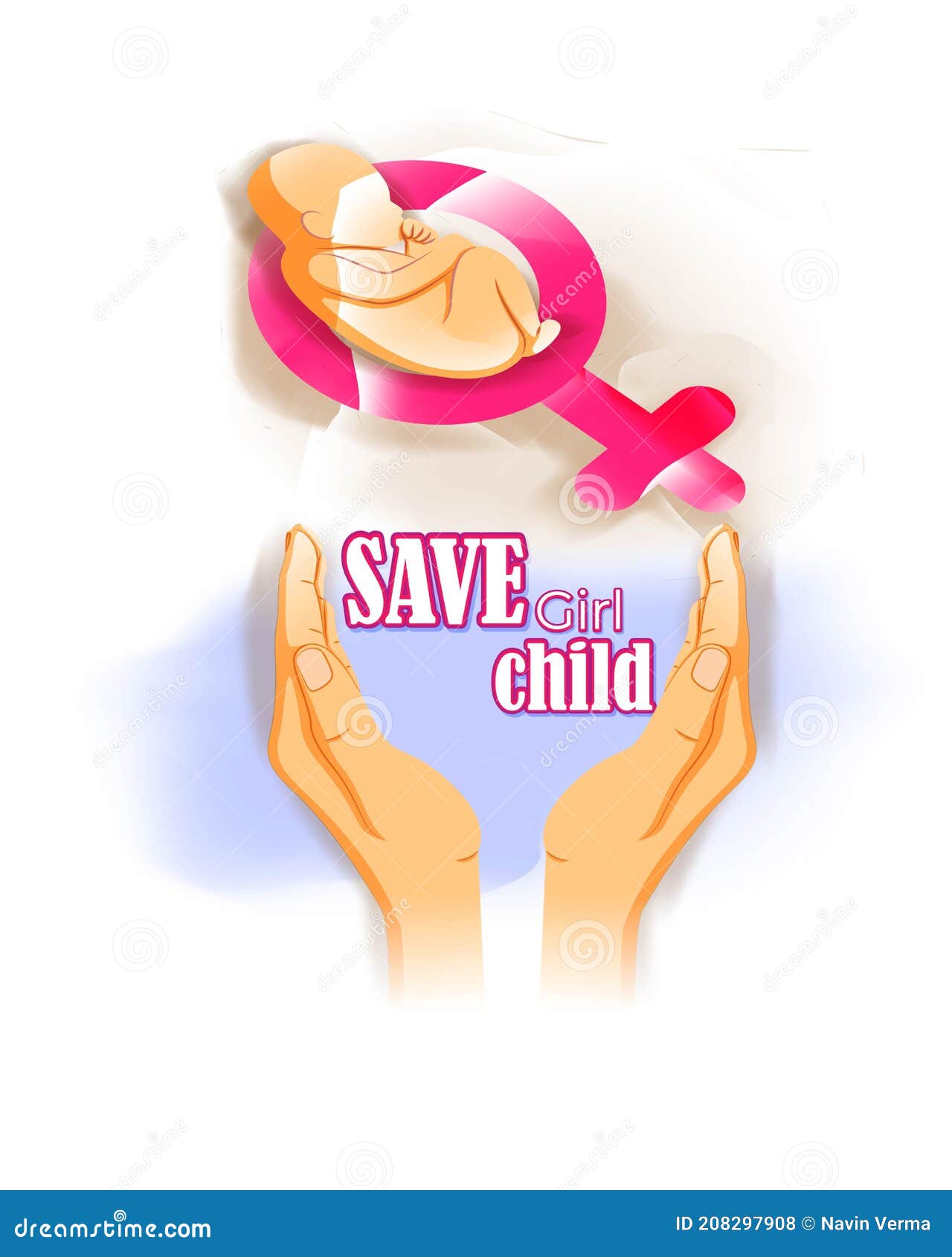 Vector Illustration Concept of Save Girl Child Poster. Stock Vector ...