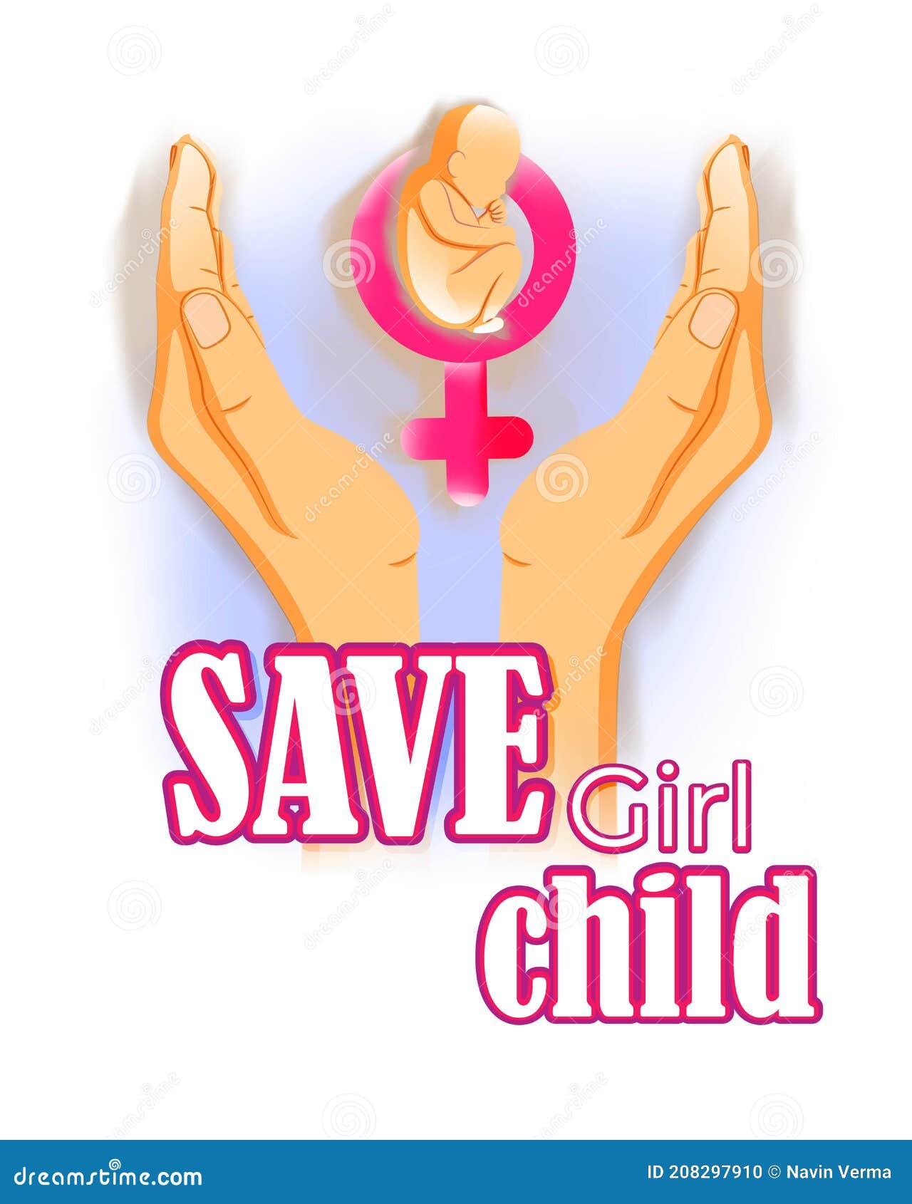 Vector Illustration Concept of Save Girl Child Poster. Stock Vector ...