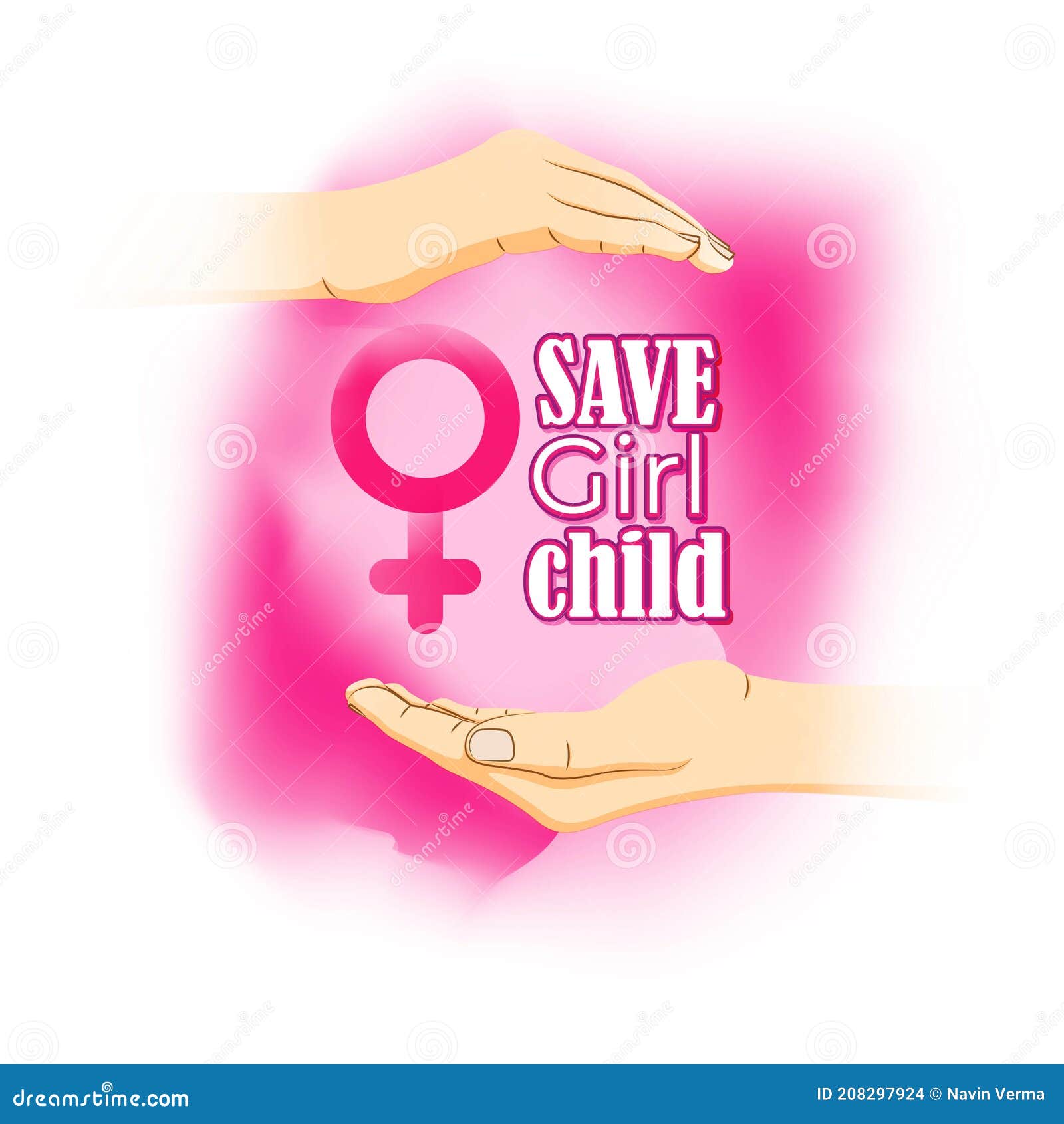 Vector Illustration Concept of Save Girl Child Poster. Stock Vector ...