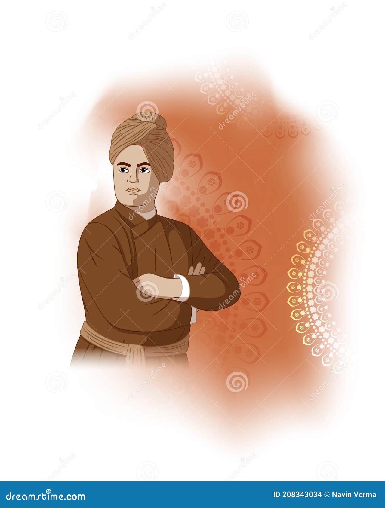 Vector Illustration Portrait Concept of Swami Vivekananda. Editorial ...