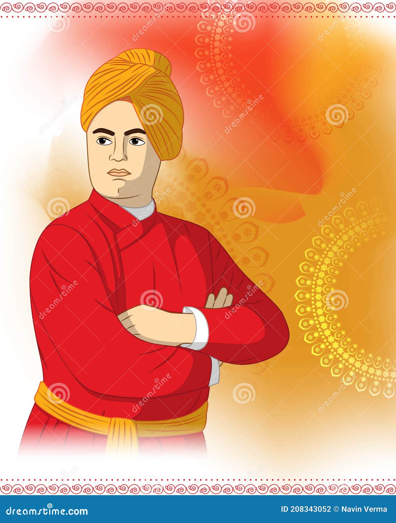 Vector Illustration Portrait Concept of Swami Vivekananda. Editorial ...