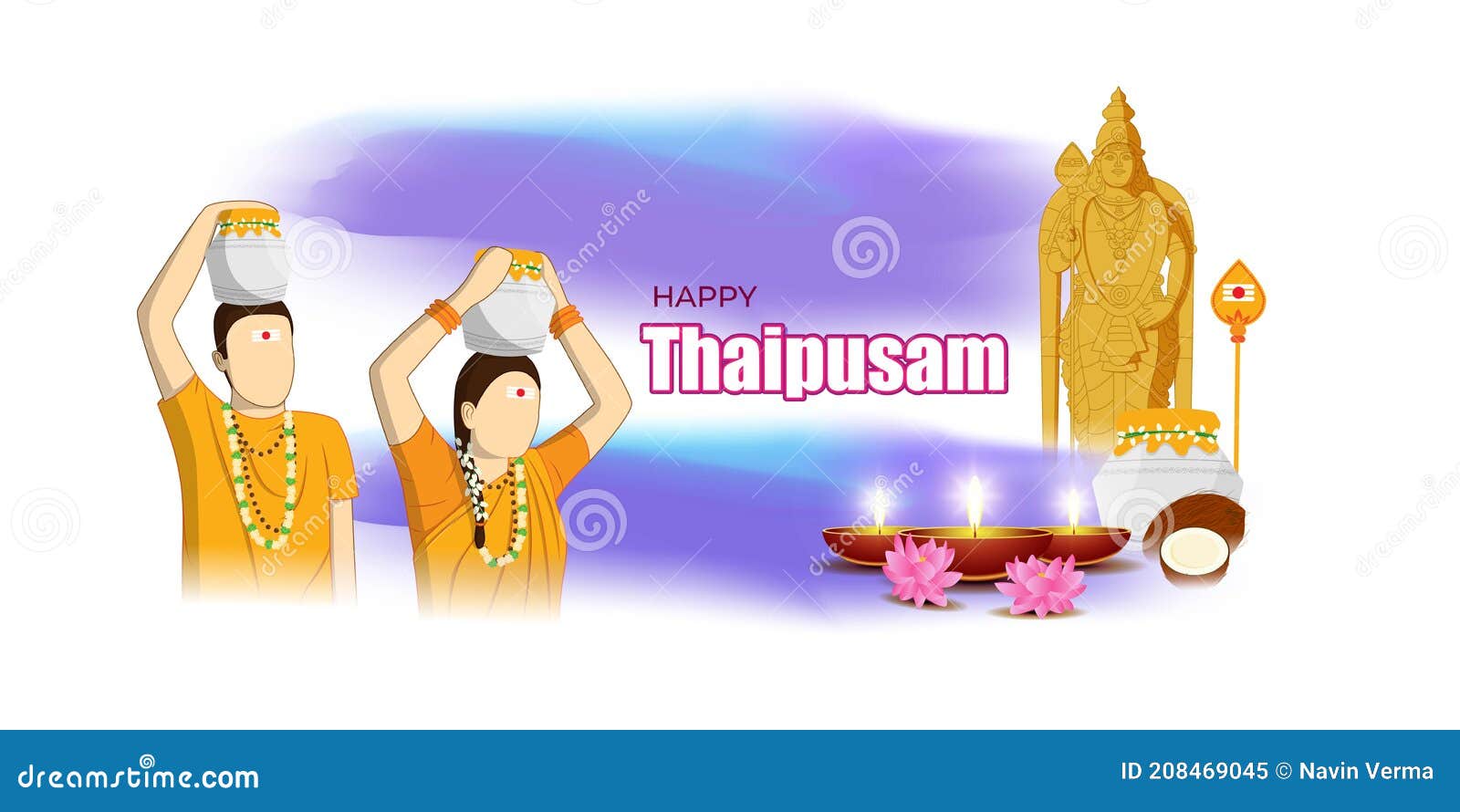 Vector Illustration Concept of Happy Thaipusam or Thaipoosam Greeting ...