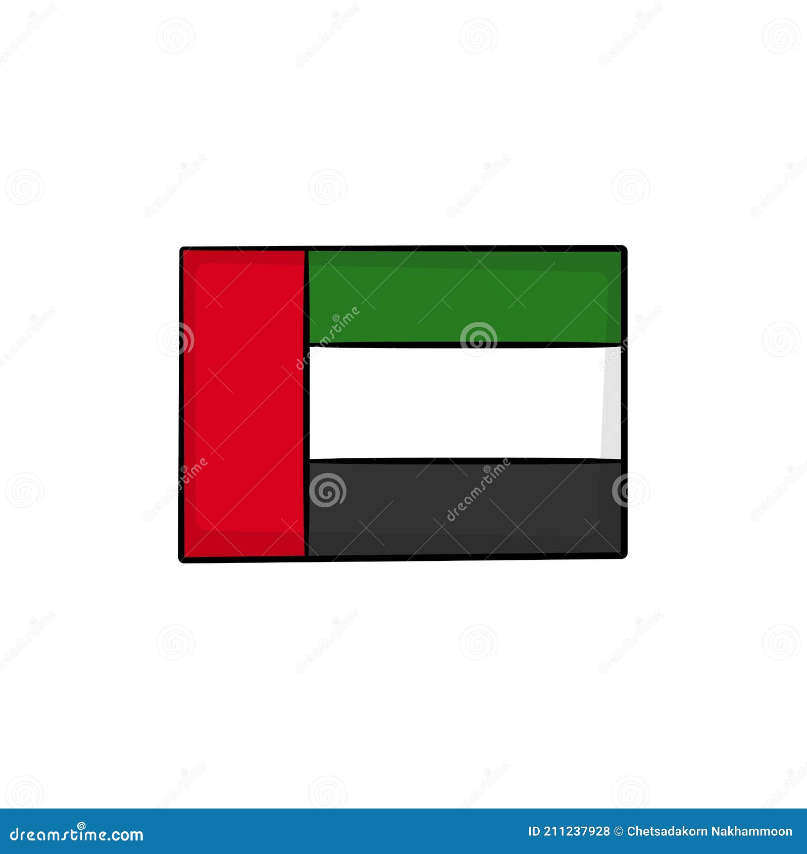 United Arab Emirates Flag in Drawing Style Isolated Vector Stock Vector ...