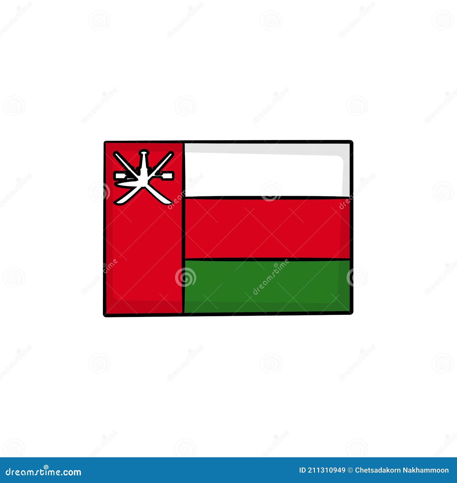 Oman Flag in Drawing Style Isolated Vector Stock Vector - Illustration ...