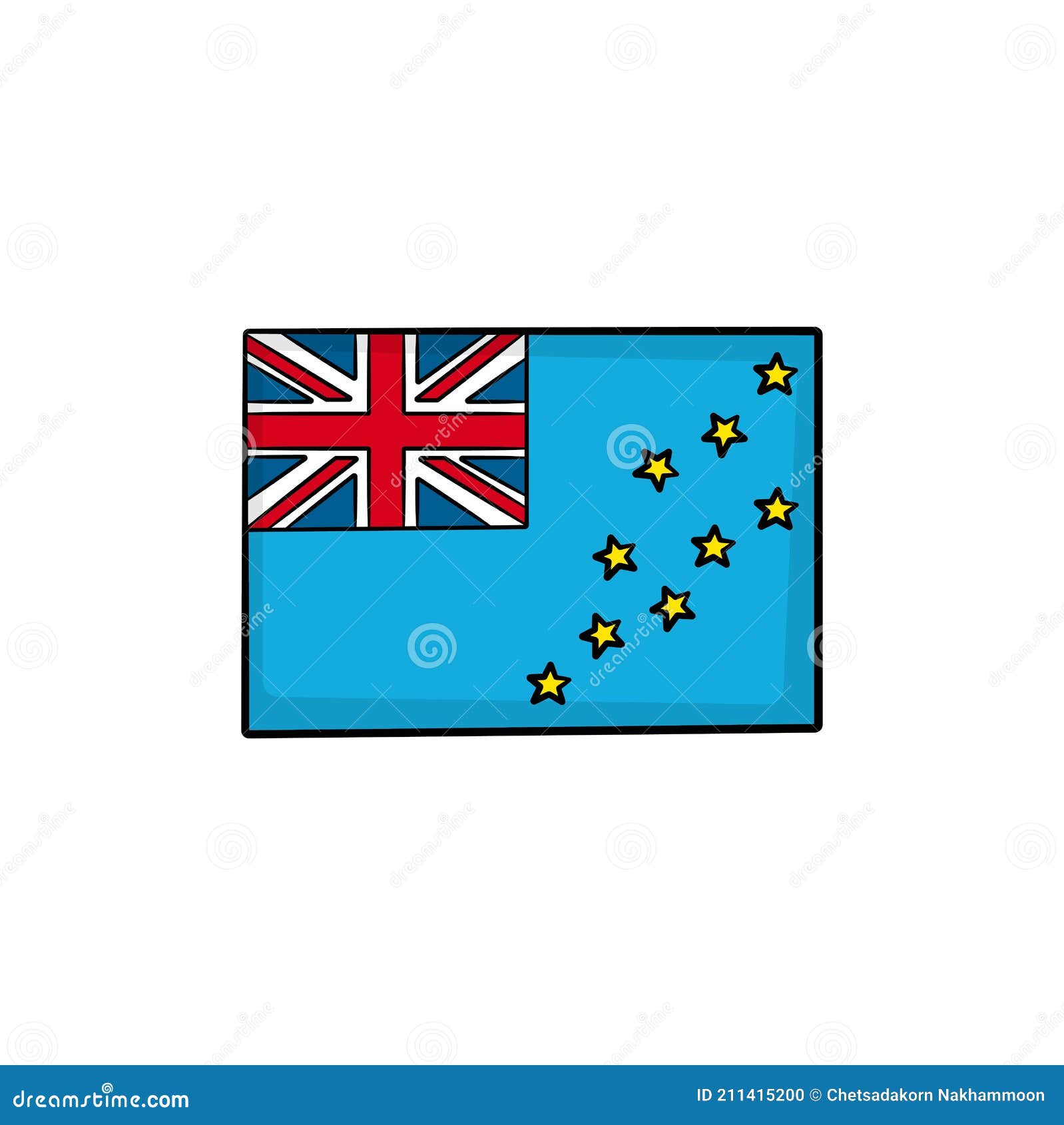 Tuvalu Flag in Drawing Style Isolated Vector Stock Vector ...