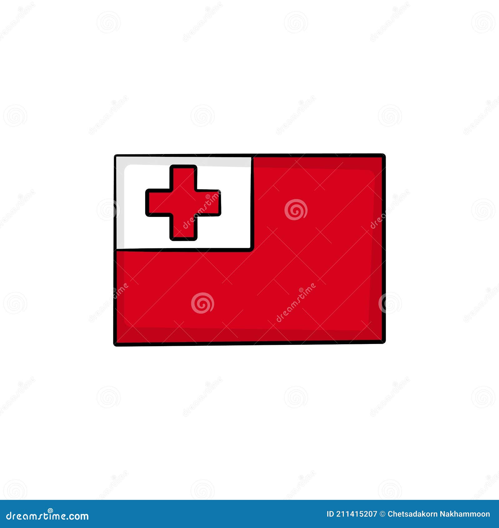 Tonga Flag in Drawing Style Isolated Vector Stock Vector - Illustration ...