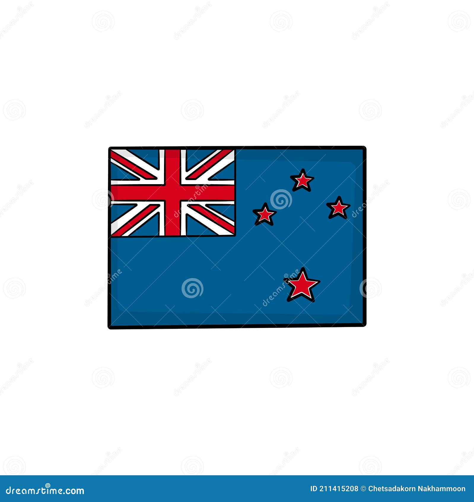 New Zealand Flag in Drawing Style Isolated Vector Stock Vector ...