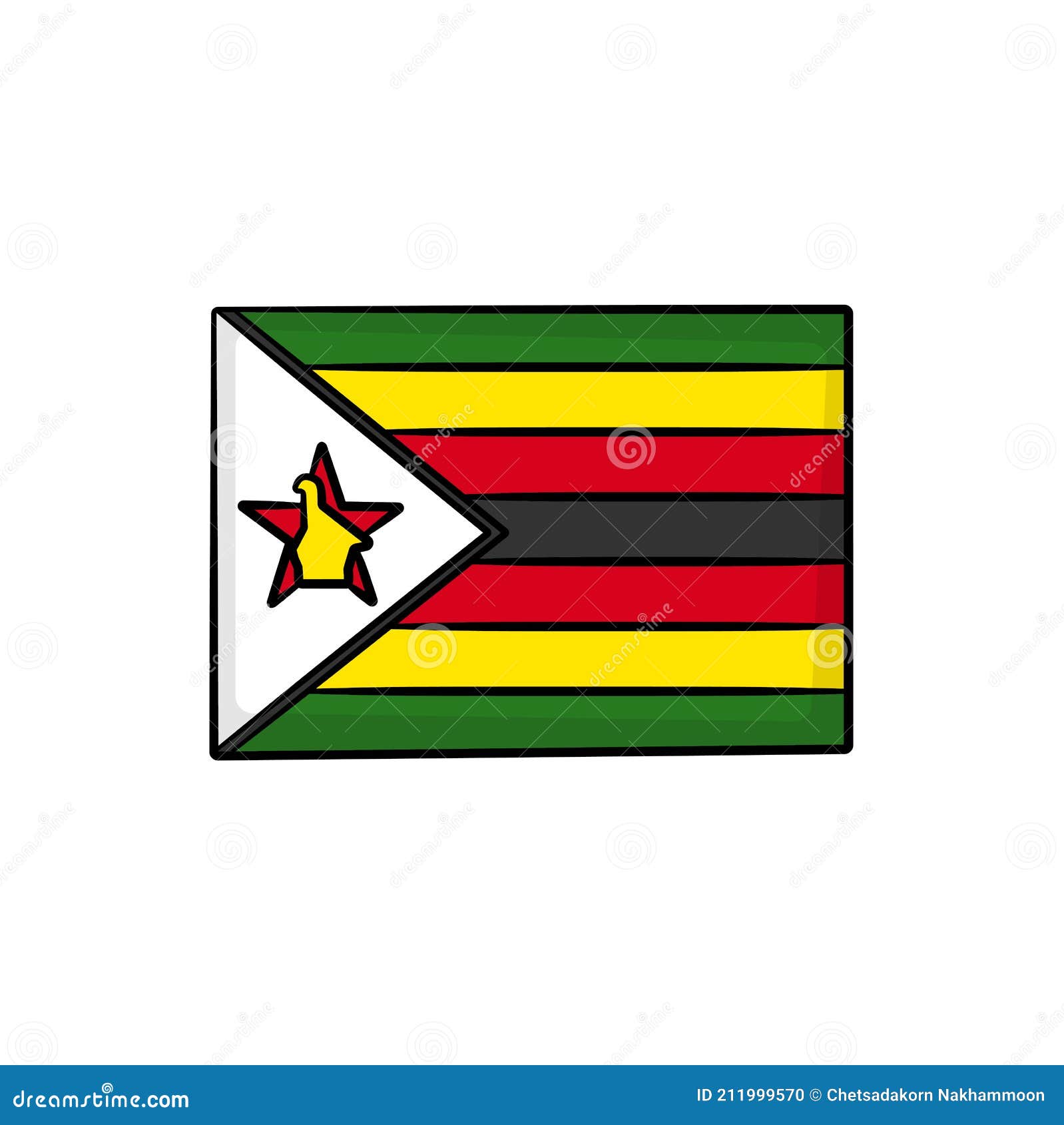 Zimbabwe Flag in Drawing Style Isolated Vector Stock Vector ...