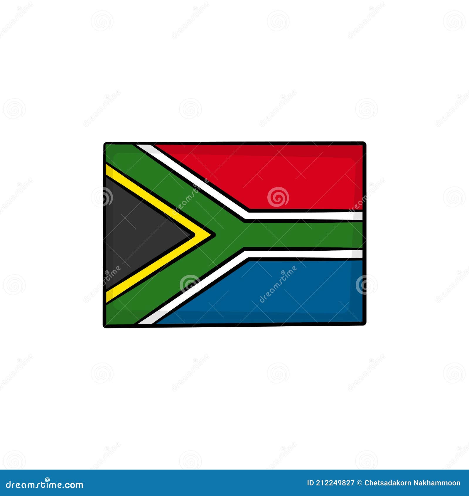 South Africa Flag in Drawing Style Isolated Vector Stock Vector ...