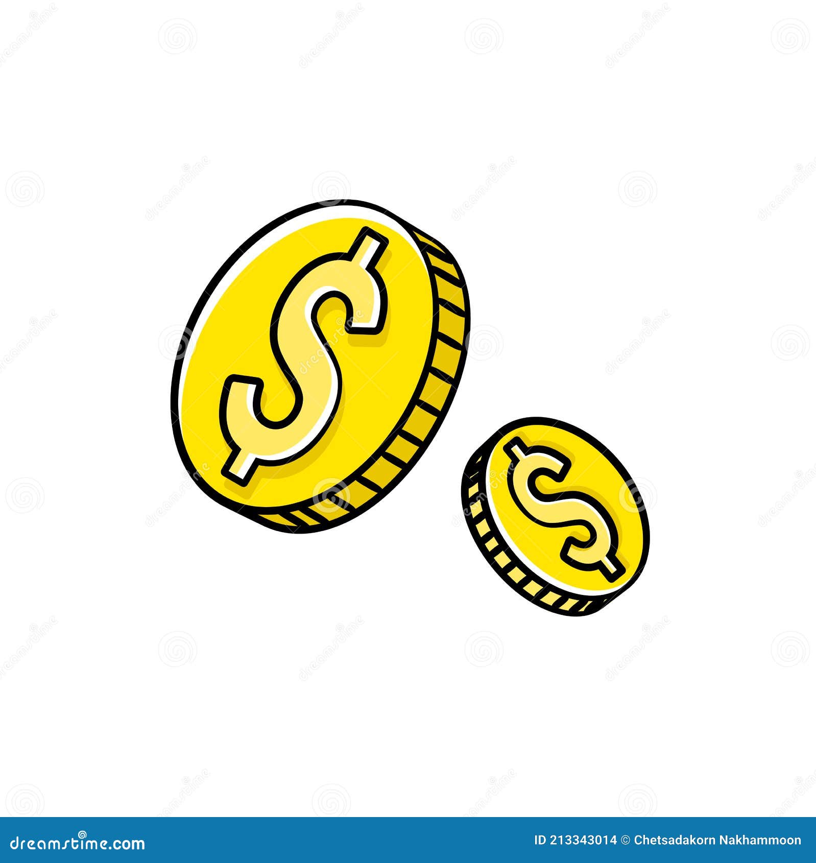 Dollar Money Coin in Drawing Style Isolated Vector. Stock Vector ...