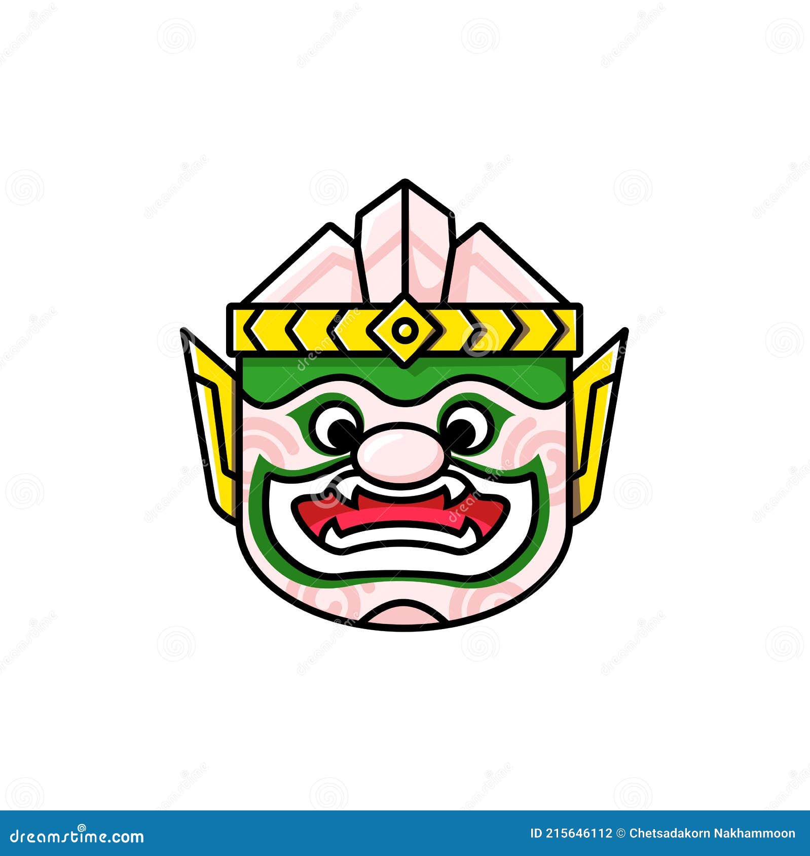 Hanuman Face Mask in Thai Culture Dancing Drawing Isolated Vector ...