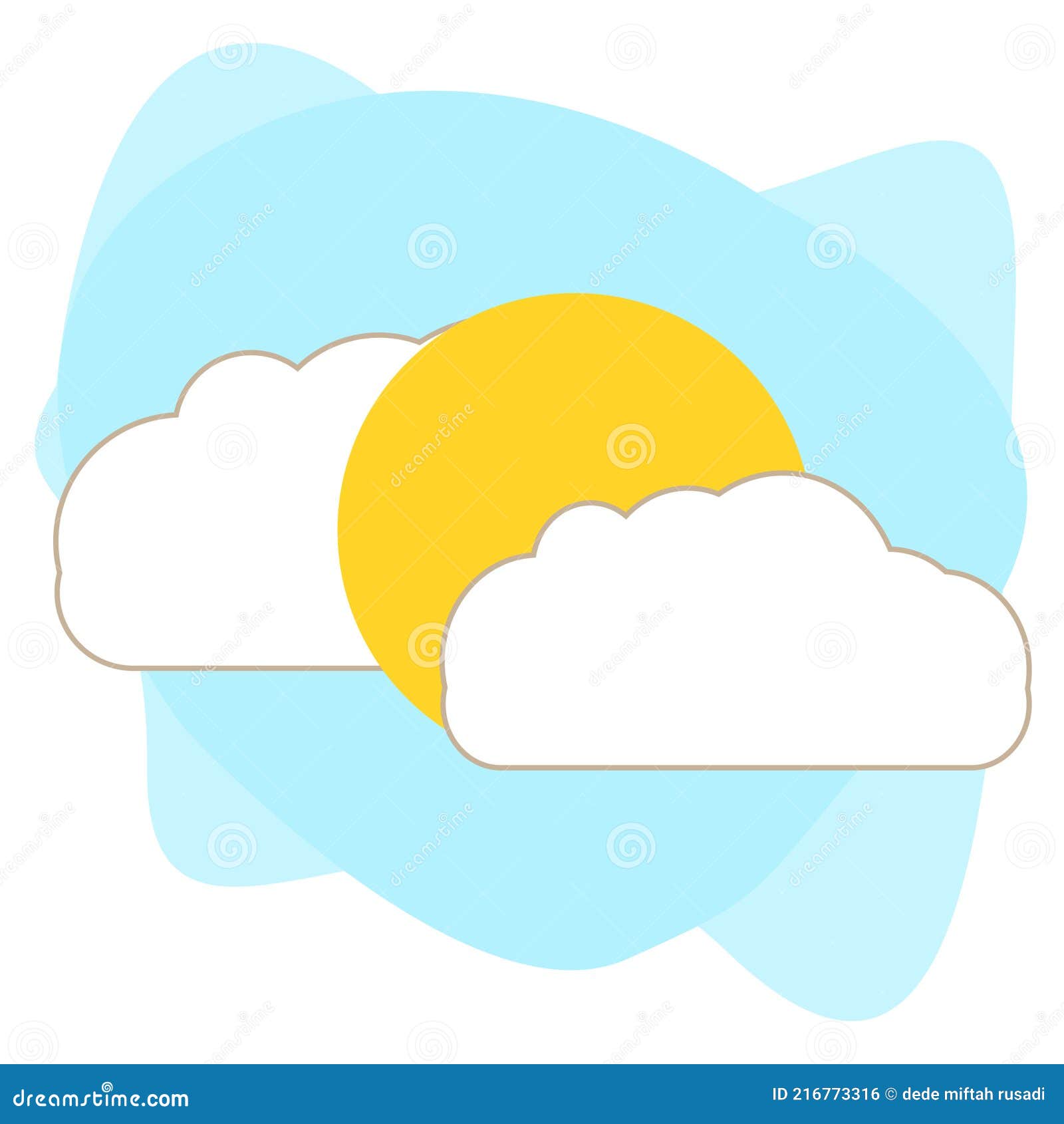 Vector Illustration of the Sun Hiding Behind a Cloud Stock Illustration ...