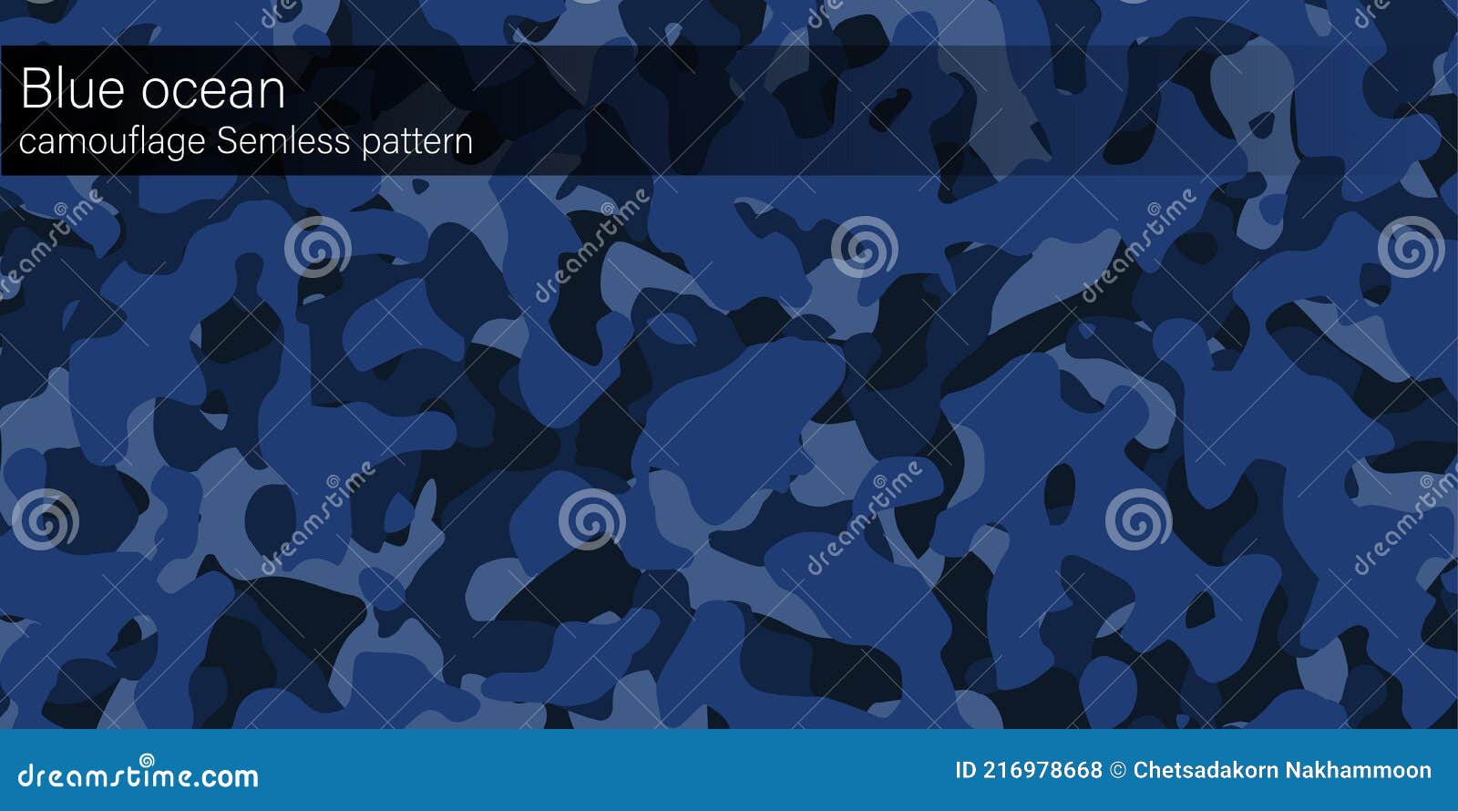 Blue Ocean Camouflage Seamless Pattern Stock Vector - Illustration of ...