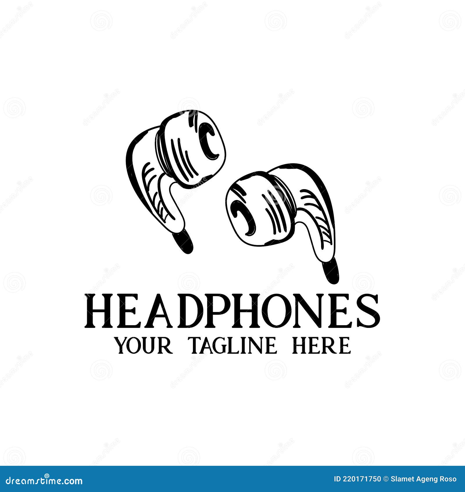 Headset Hand Drawn Design Logo Vector Stock Vector - Illustration of ...