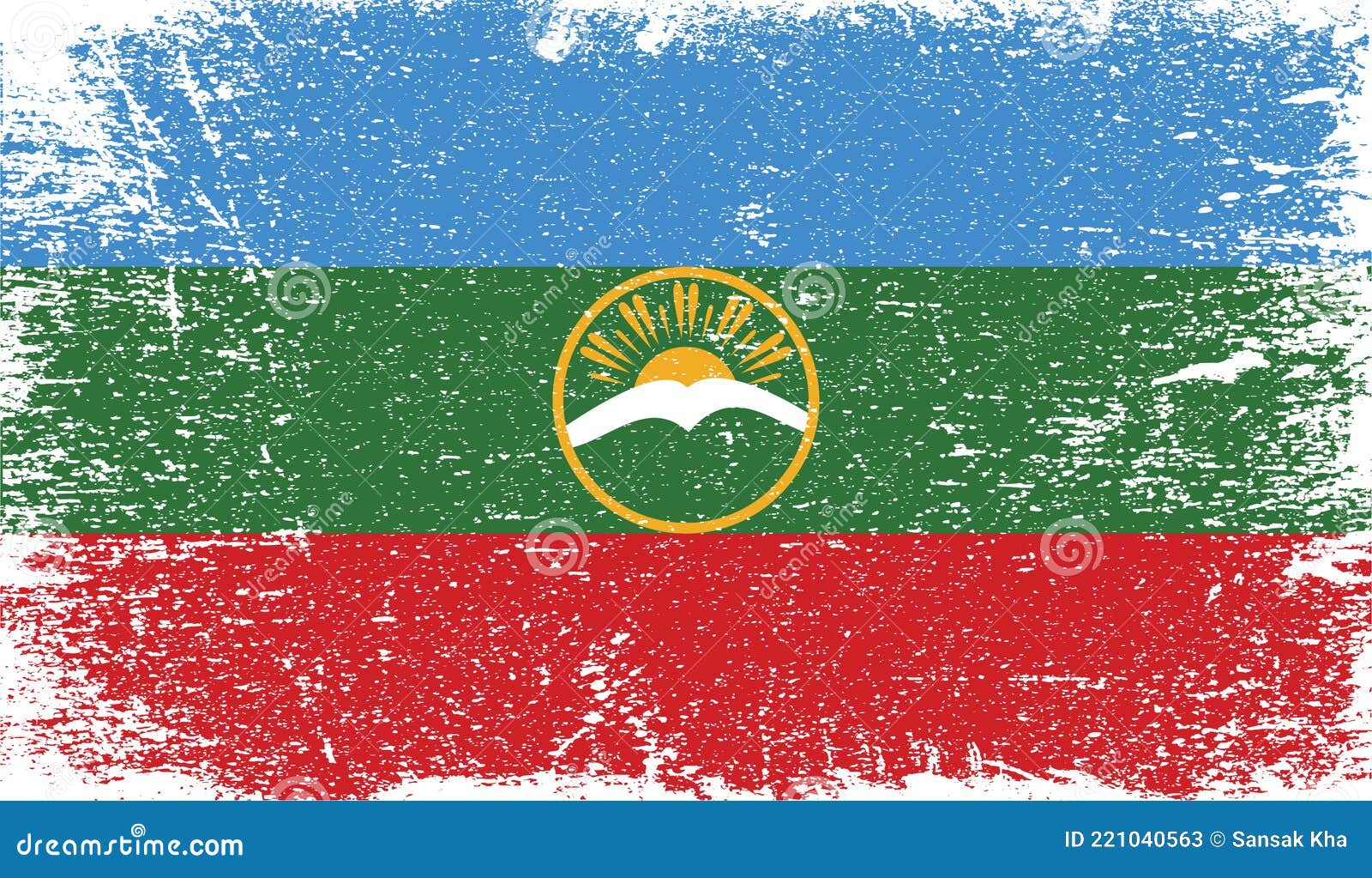 Karachay Cherkessia Flag with Grunge Texture Stock Vector ...
