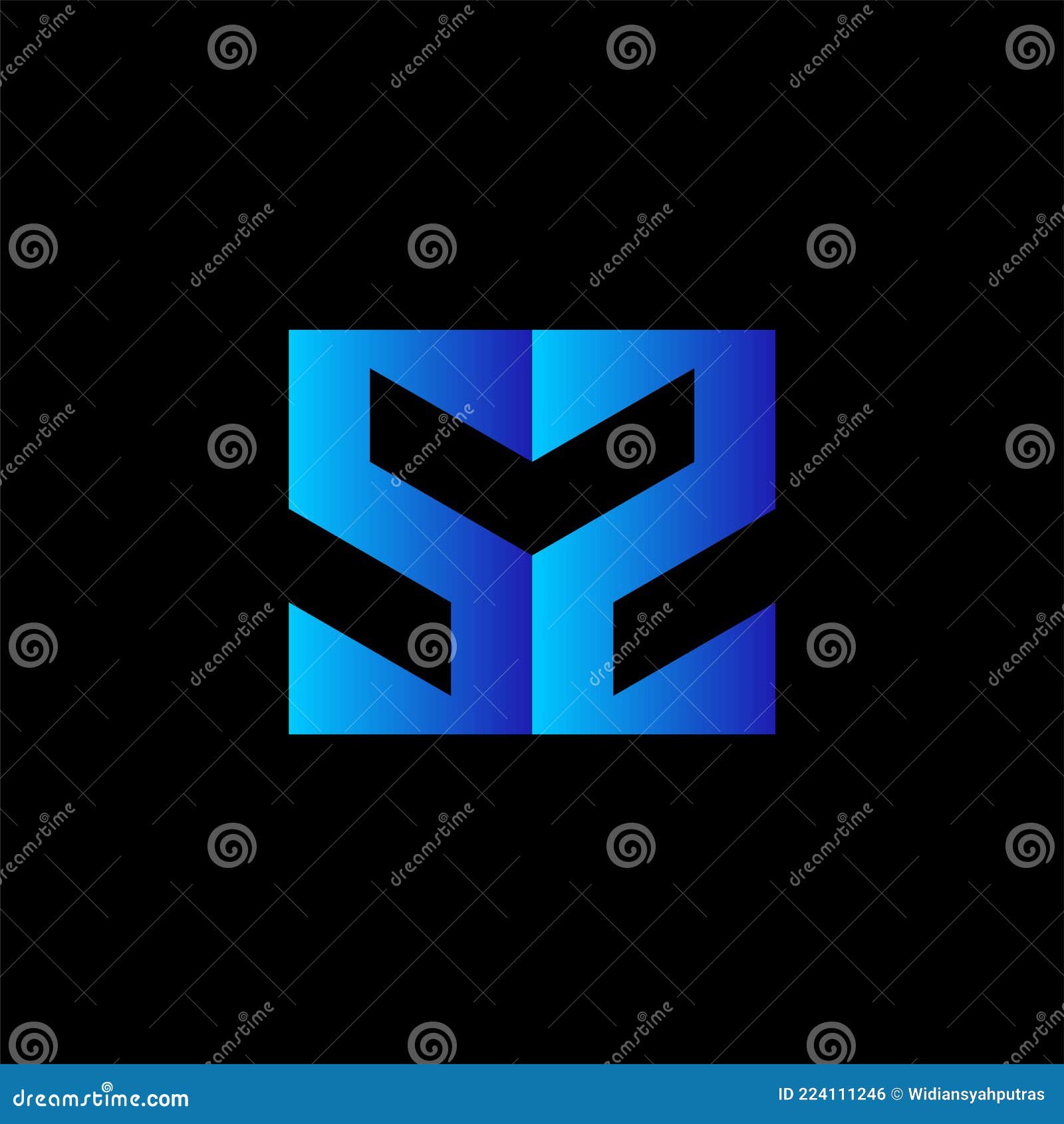 Letter S2 Logo Design Vector Illustration Isolated on Black Background ...