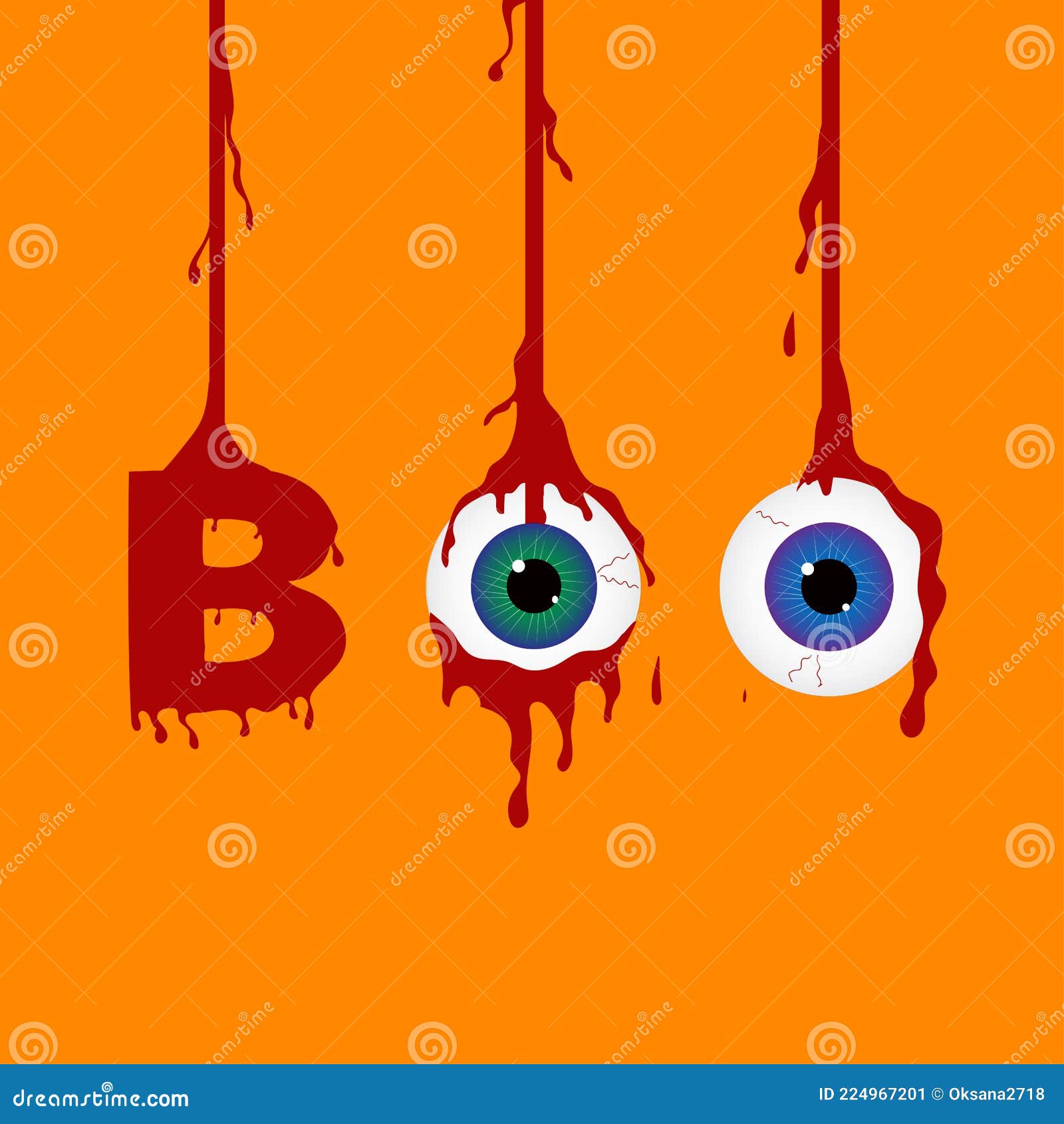 Boo, Bloody Eyes on the Orange Background. Stock Vector - Illustration ...