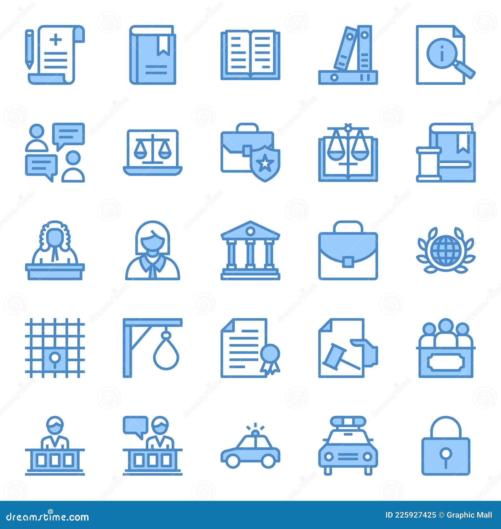 Filled Blue Outline Icons for Law and Justice Stock Vector ...