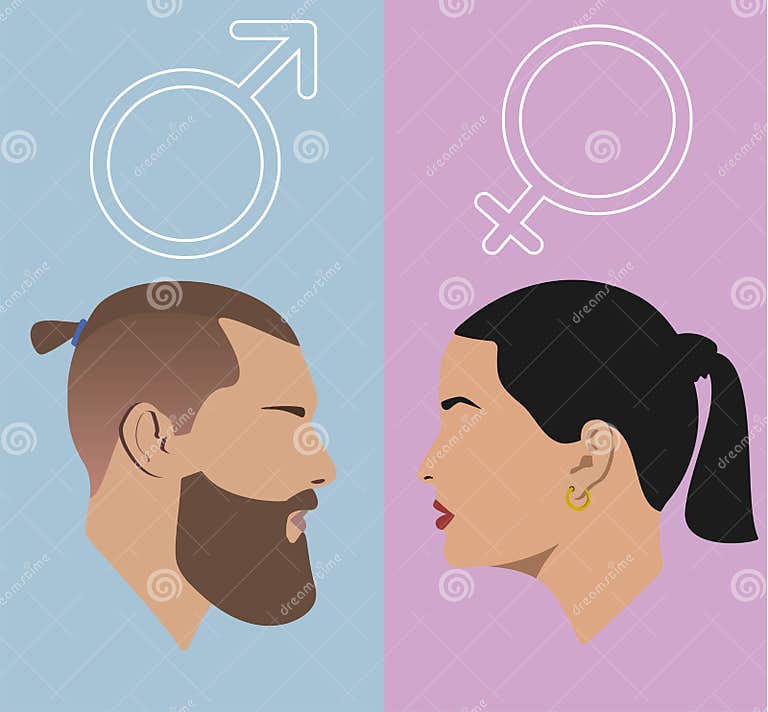 Silhouettes of People. Guy and Girl. Male and Female Portrait. Male and ...