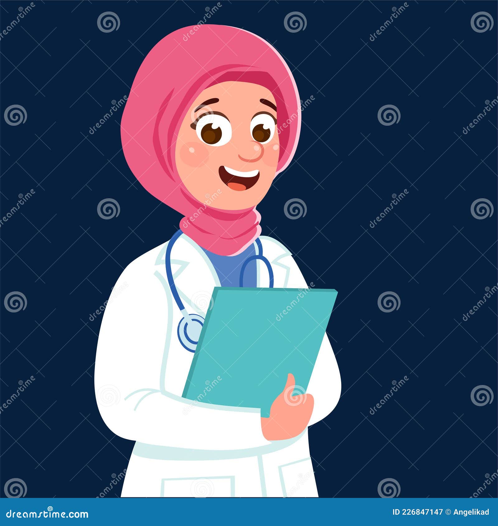 Young Muslim Doctor with Stethoscope Stock Vector - Illustration of ...