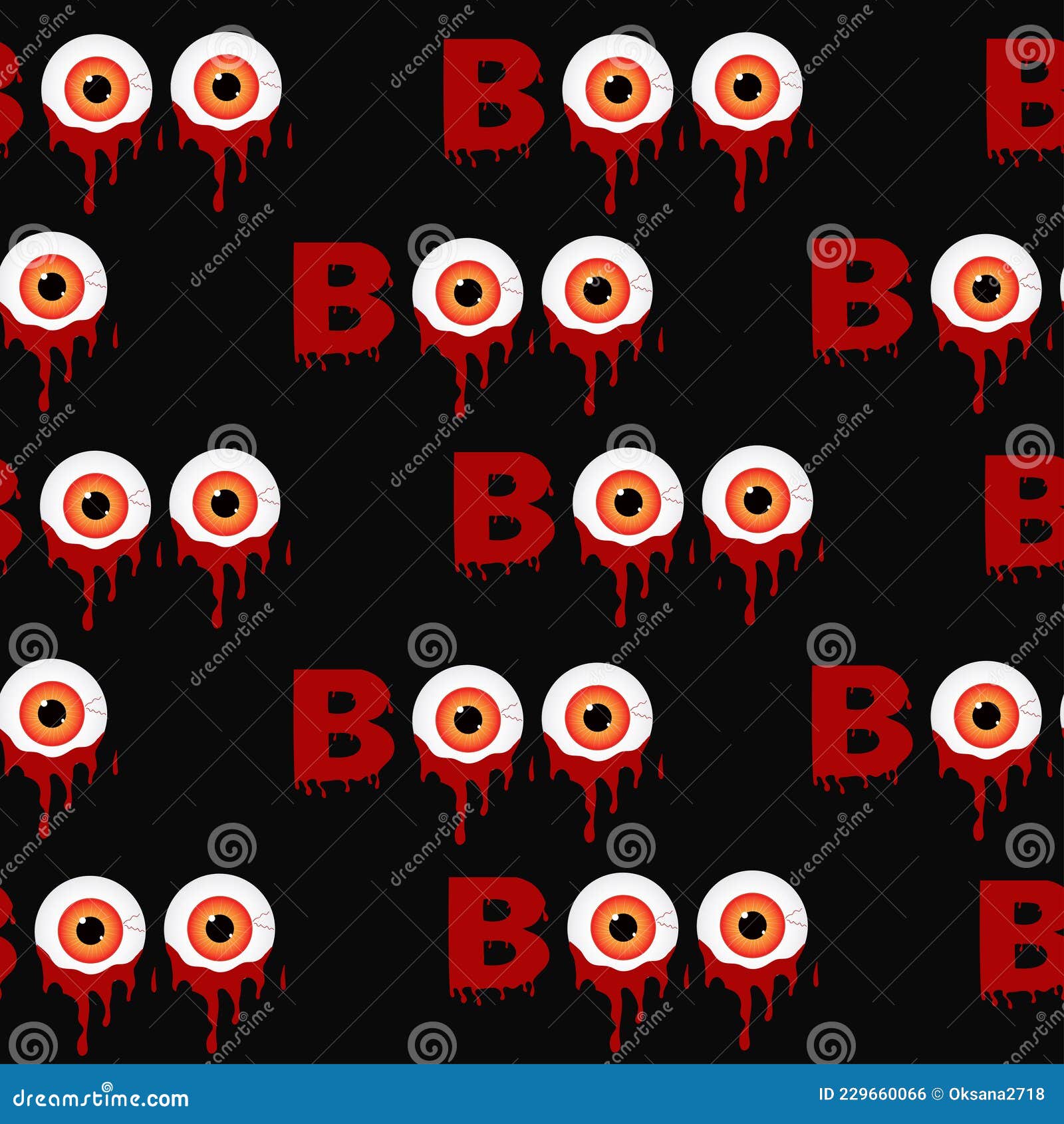 Boo. Seamless Halloween Pattern with Bloody Eyes. Stock Vector ...