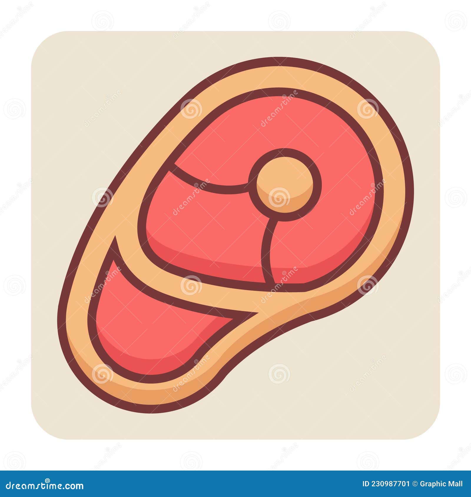 Filled Color Outline Icon for Beef. Stock Vector - Illustration of ...
